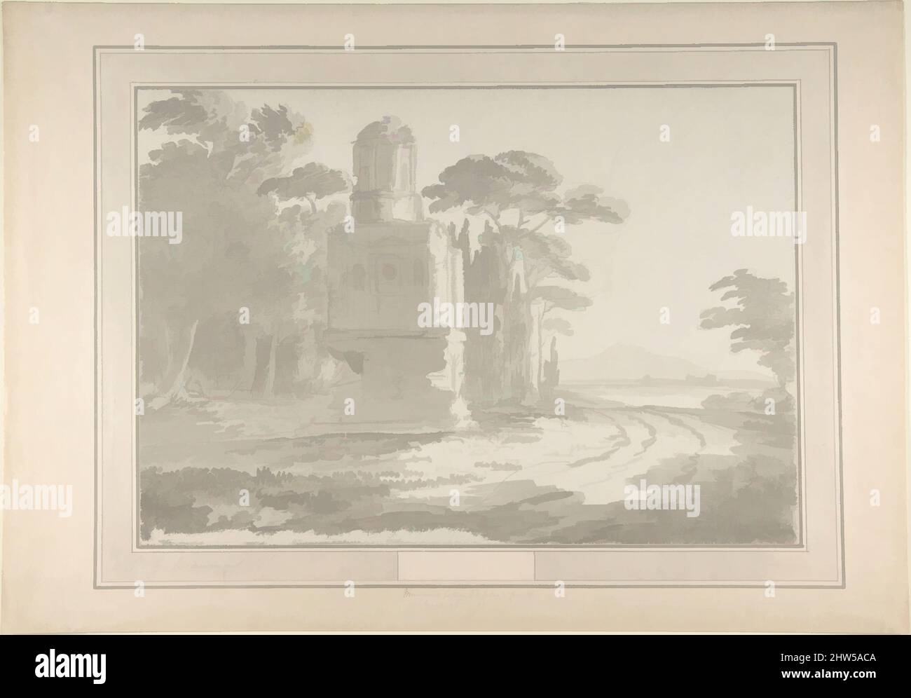Art inspired by Italian Landscape with a Tomb, 1783, Brush and gray ...