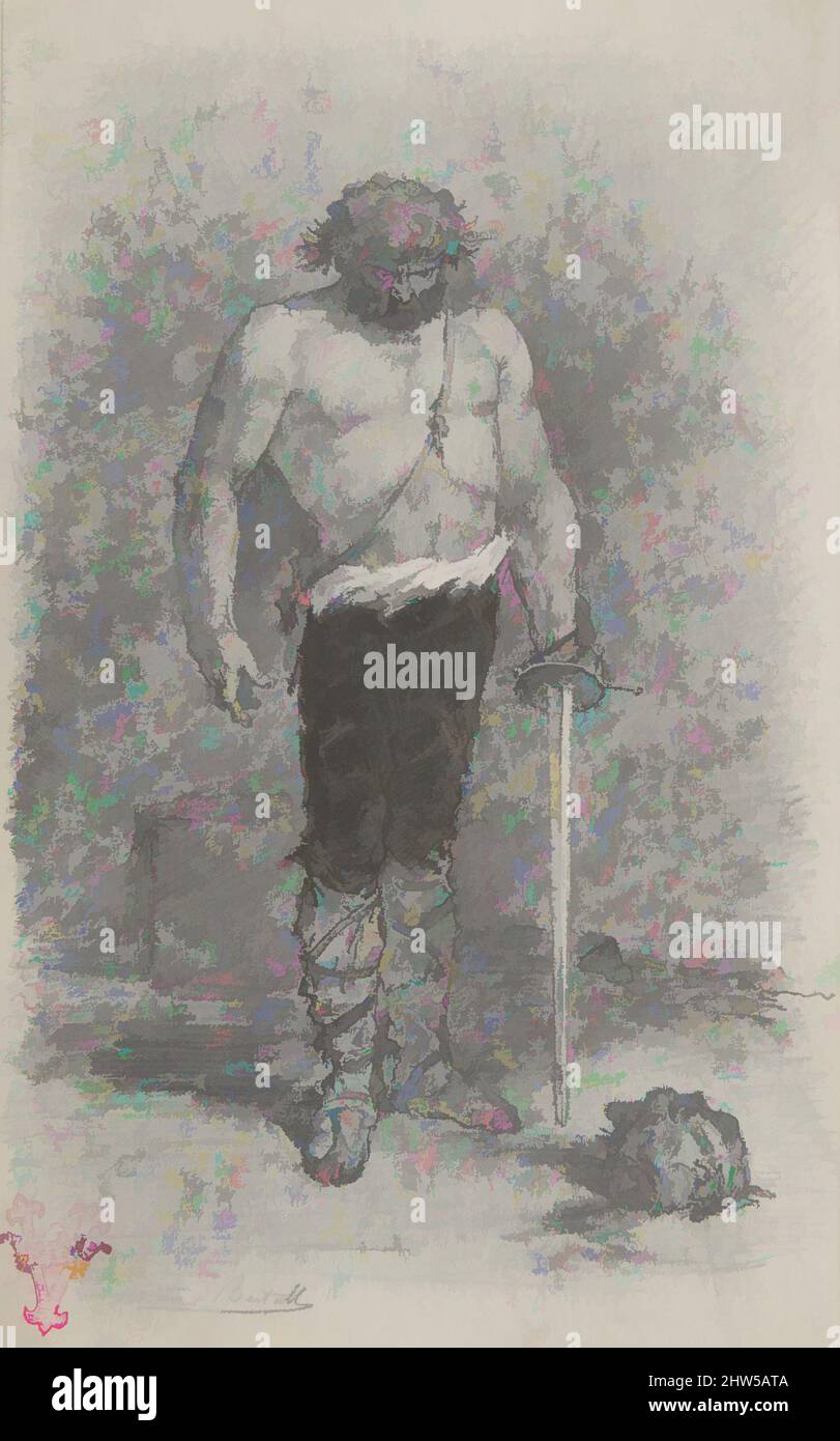 Art inspired by Man with Sword, 19th century, Graphite and black ink, 4 ...
