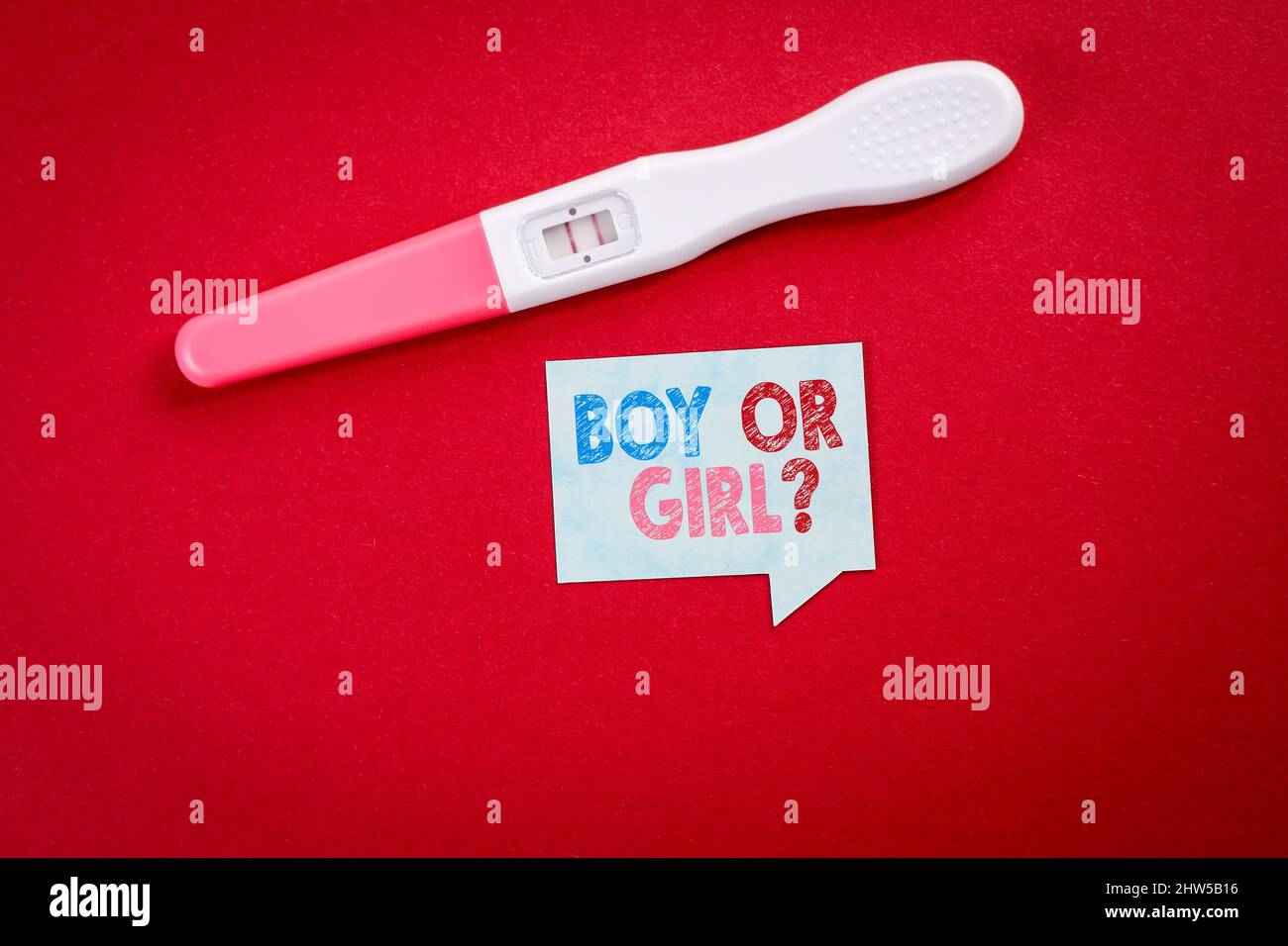 Boy or Girl. Speech bubble with text and positive pregnancy text on a ...
