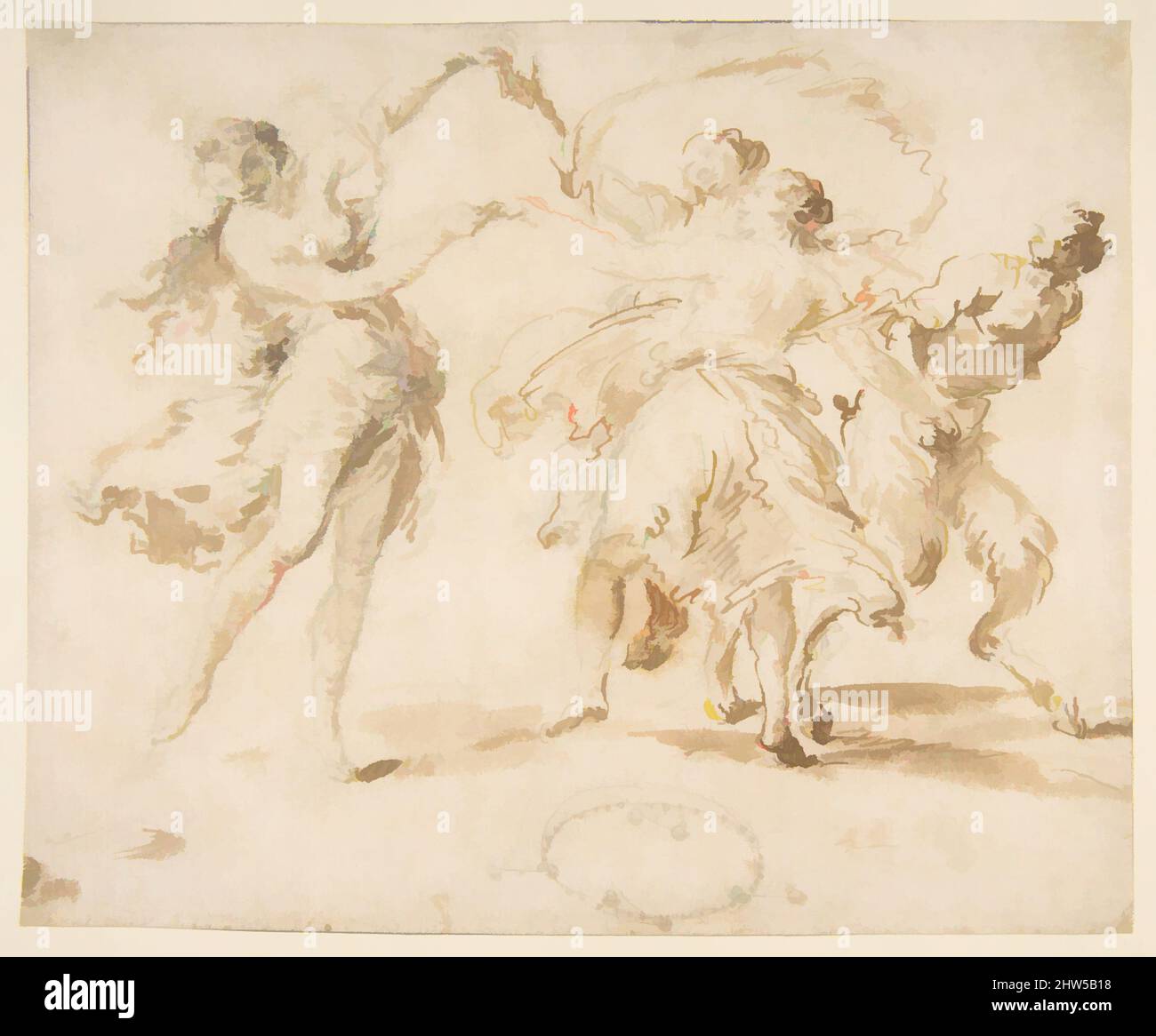 Art inspired by Three Dancing Nymphs and a Satyr, 1702–88, Pen and ...