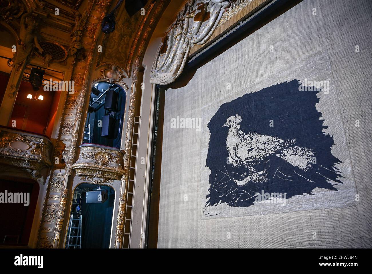 Berlin, Germany. 03rd Mar, 2022. The Berliner Ensemble has rehung a ...