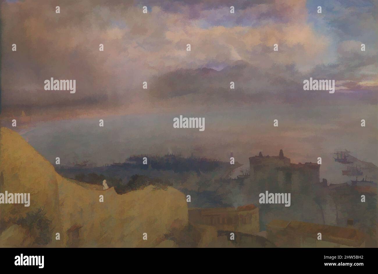 Art inspired by View of the Bay of Naples with Vesuvius, Smoking, in ...