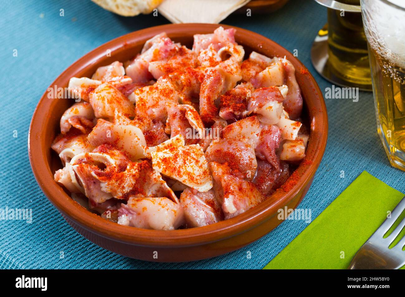 Orejas de cerdo - spanish dish. Roast pigs ears with spice Stock Photo ...