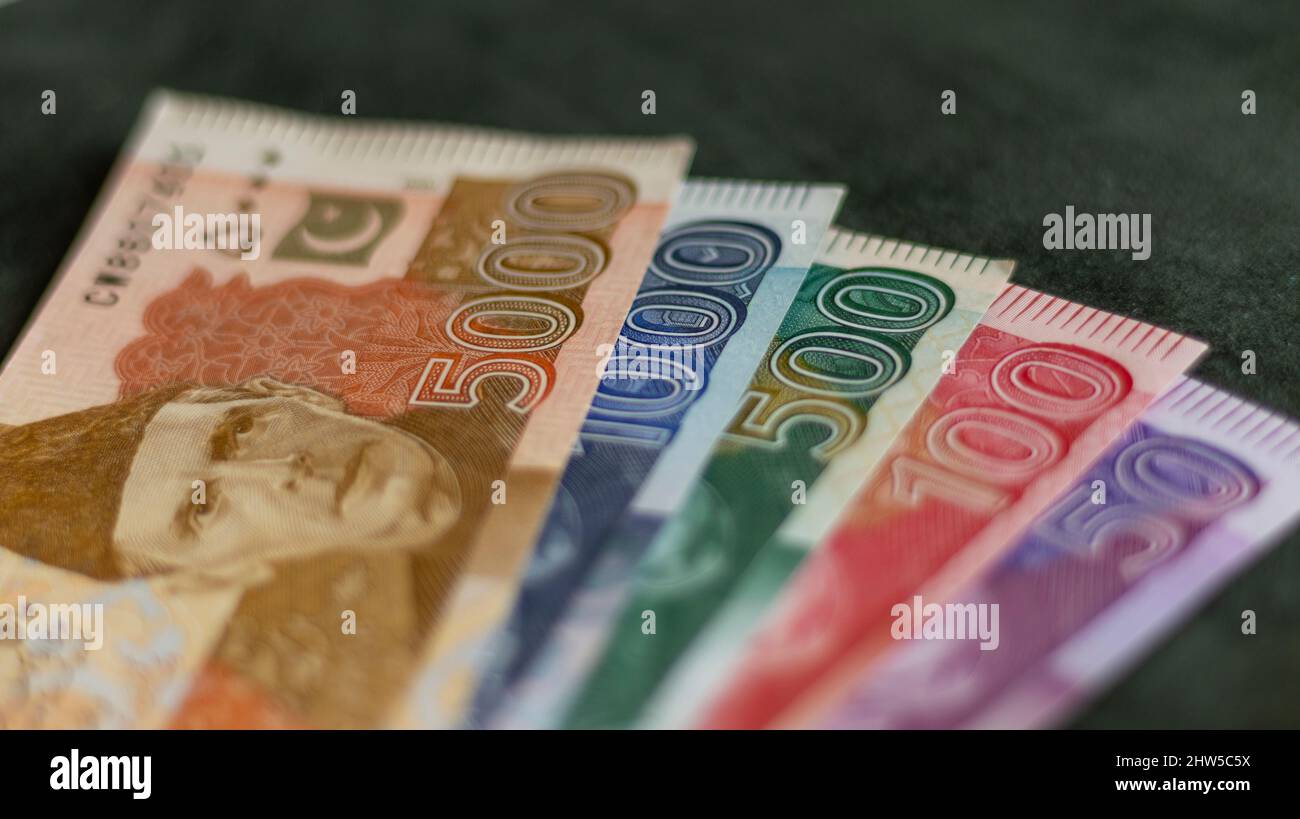 Pakistan banknotes set collection with selective focus Stock Photo - Alamy