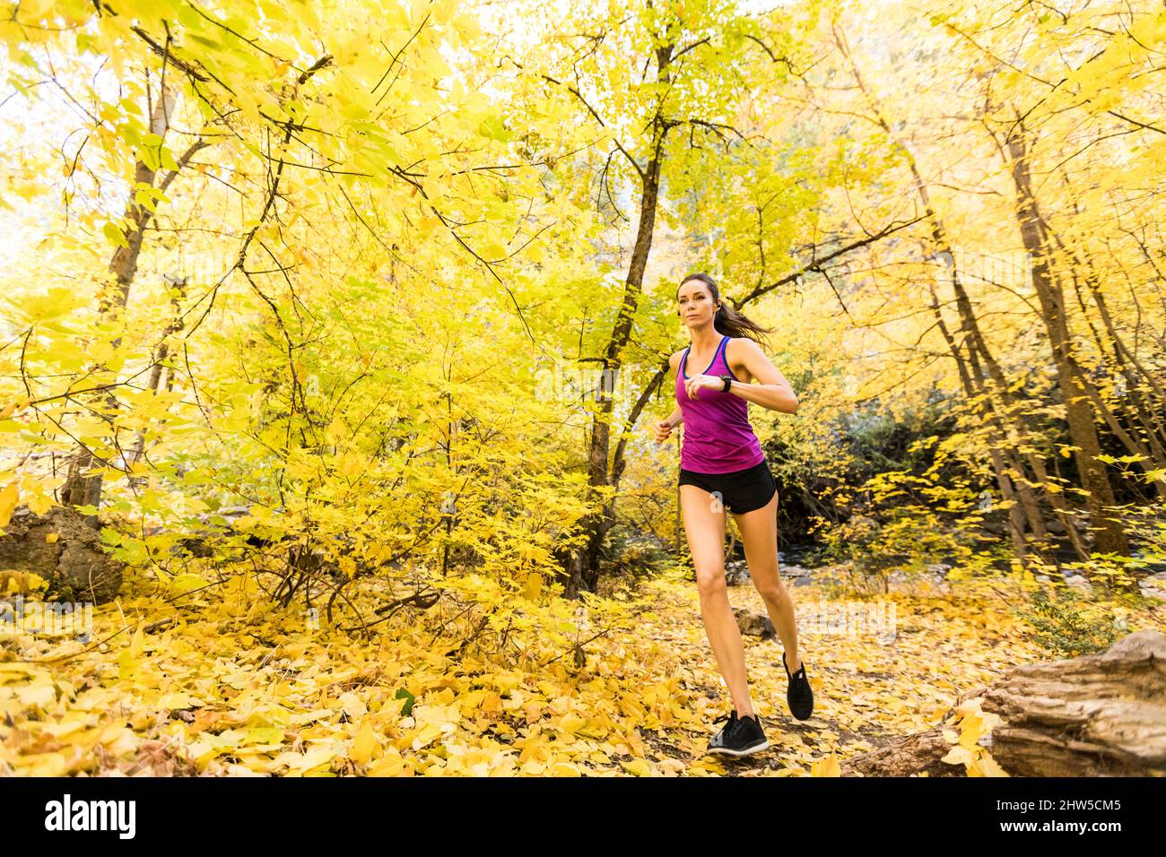 Jogging woman in front of yellow hi-res stock photography and images ...