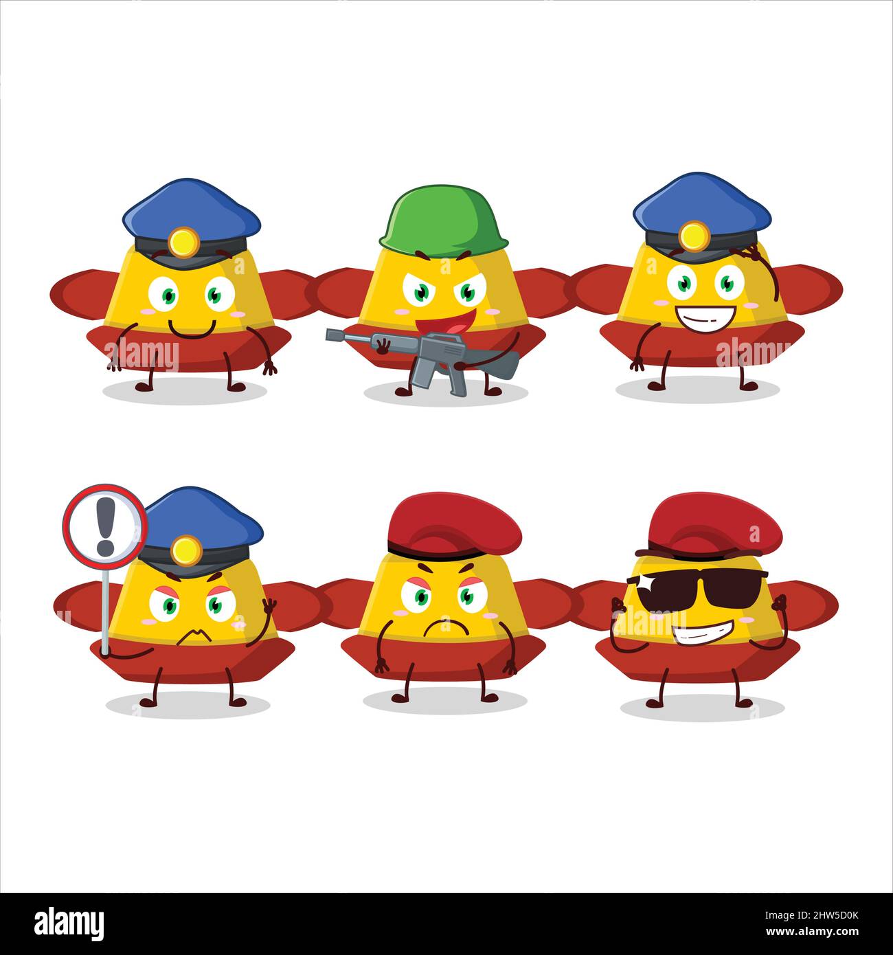 A dedicated Police officer of yellow chinese hat mascot design style ...