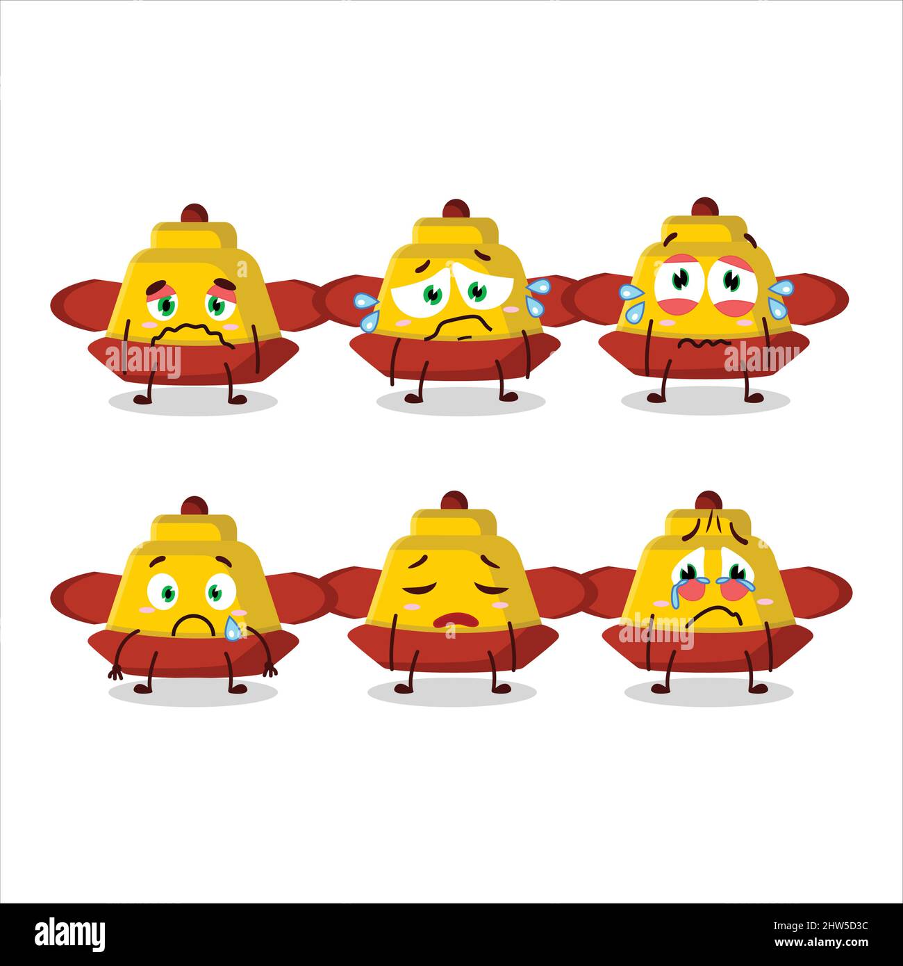Yellow chinese hat cartoon character with sad expression. Vector ...