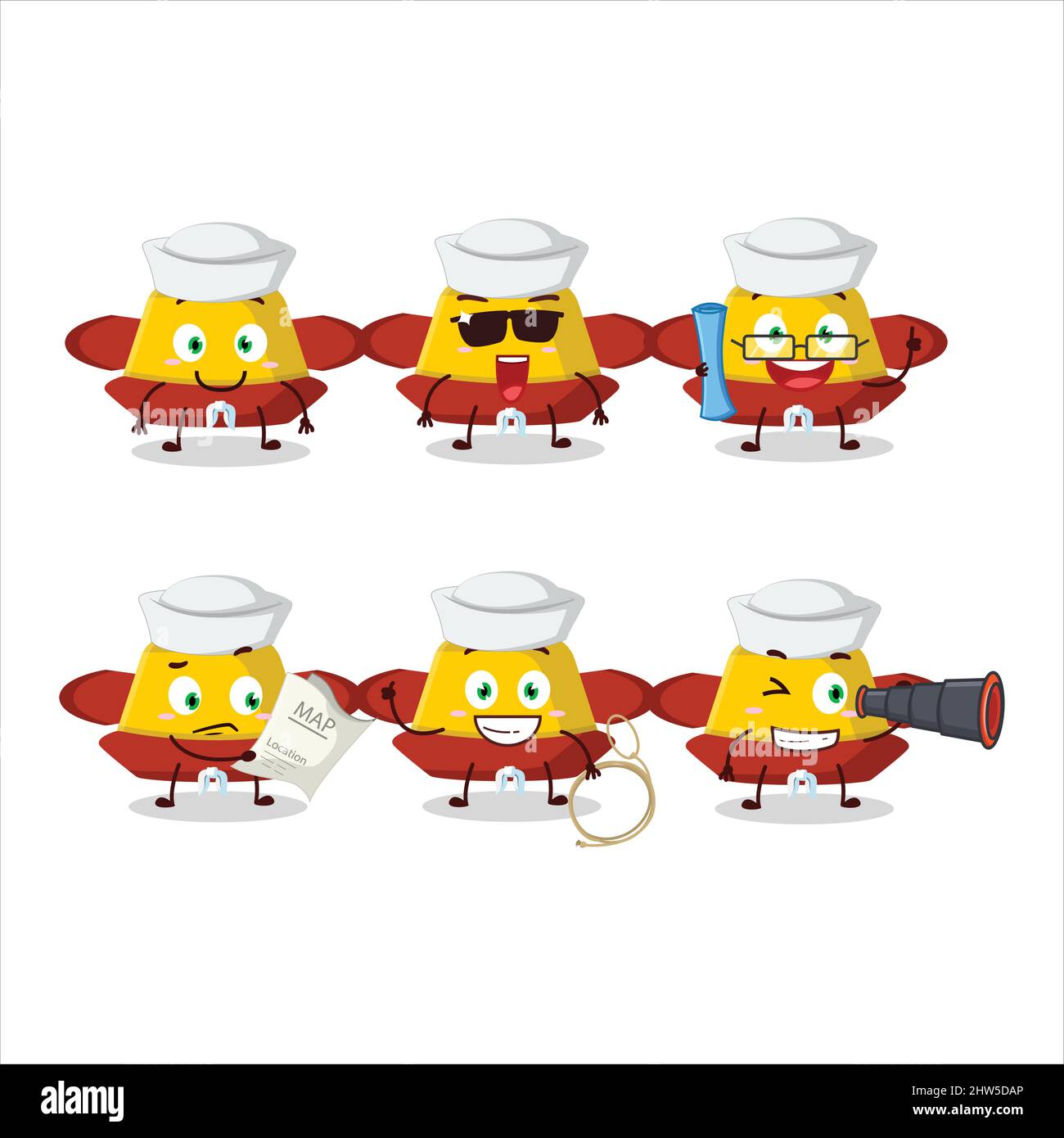 A character image design of yellow chinese hat as a ship captain with ...