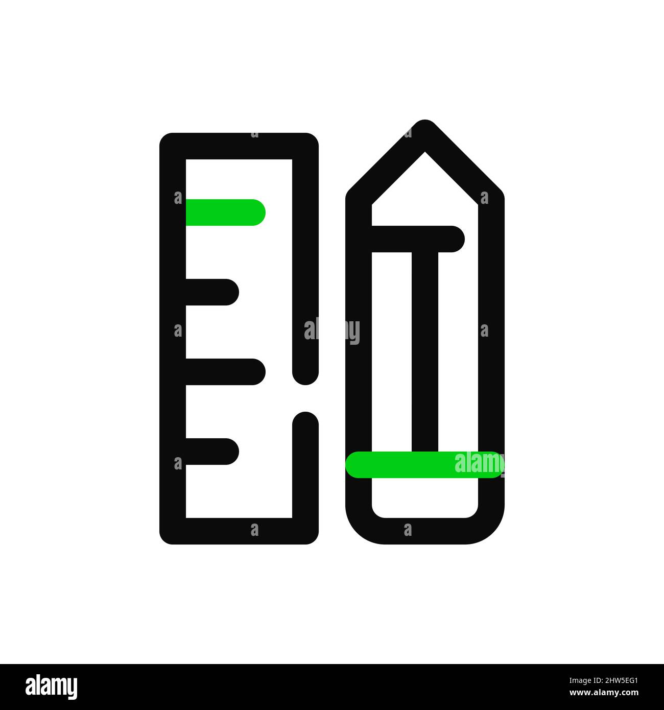 Ruler and pencil icons. Pixel perfect, editable stroke icon Stock ...
