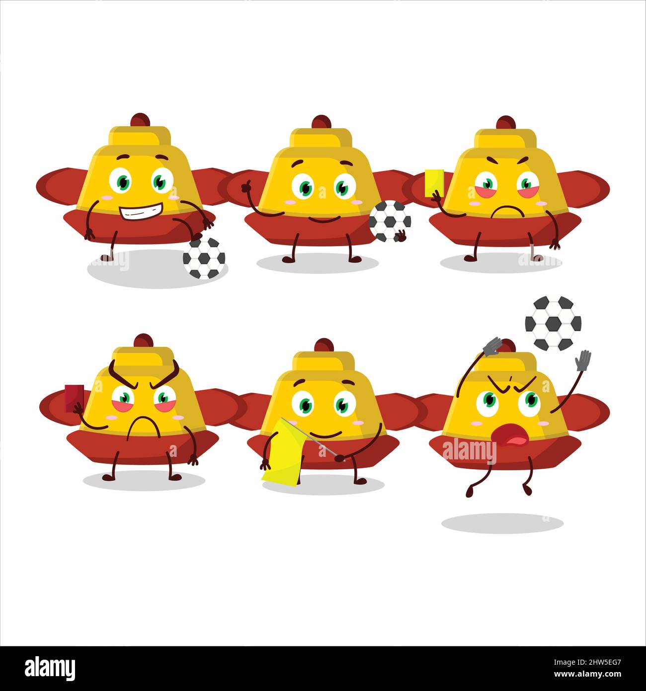 Yellow chinese hat cartoon character working as a Football referee ...