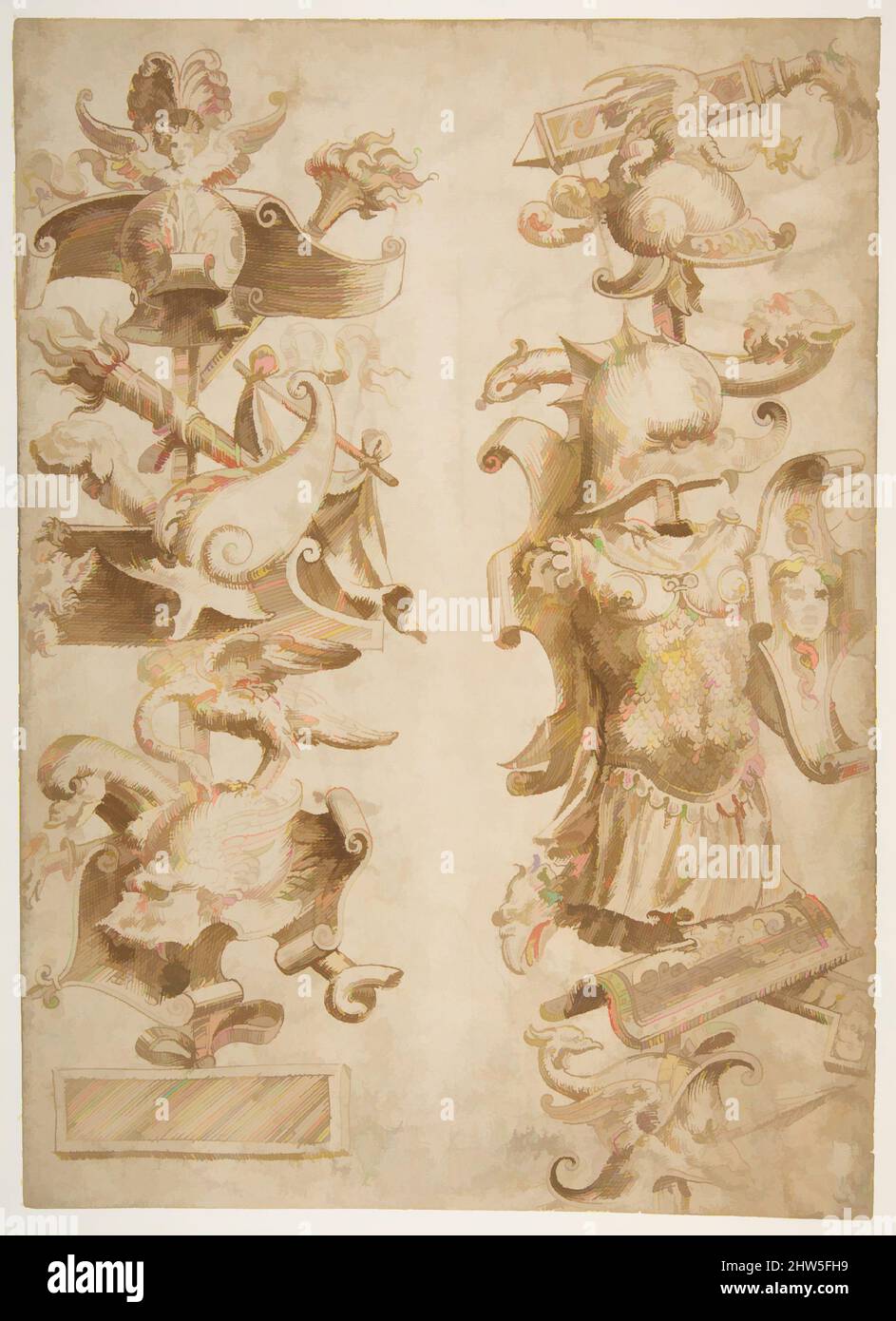 Art inspired by Designs for Ornamental Military Trophies (recto and ...