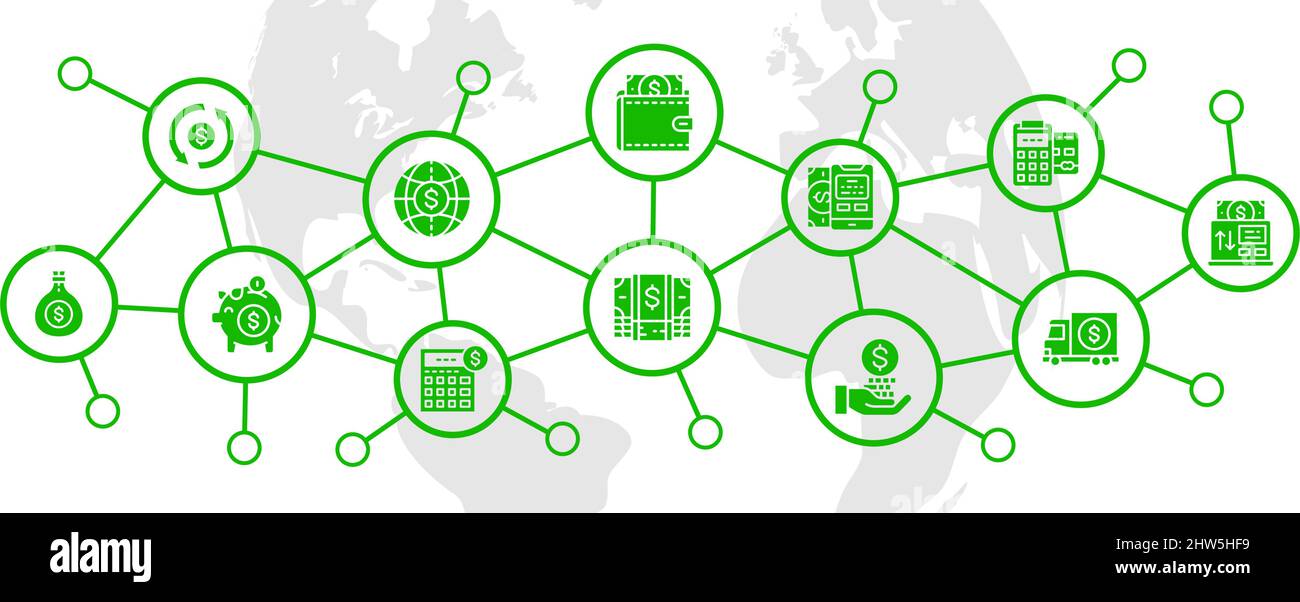 Money and Banking advertising icon banner. Credit Card, Currency ...