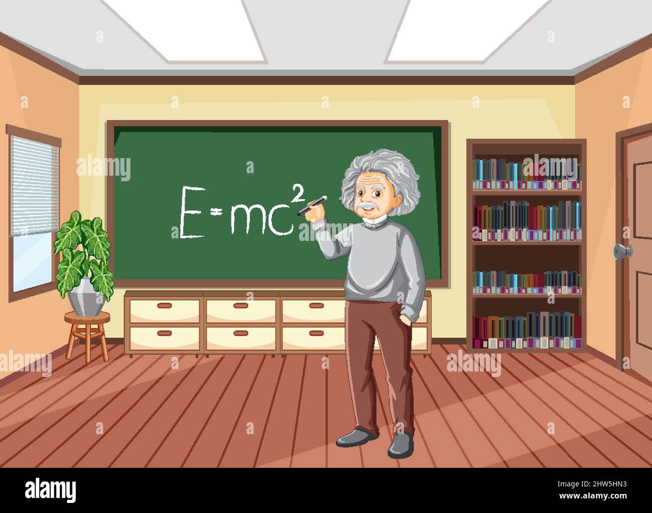 Portrait of Albert Einstein in cartoon style illustration Stock Vector ...