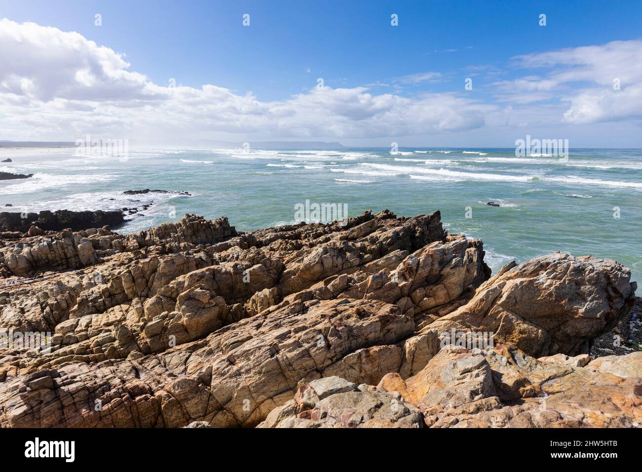 South Africa, Hermanus, VoelklipÂ Beach and Atlantic Ocean Stock Photo ...