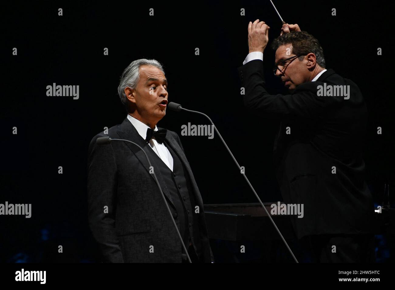 Paris, France. 03rd Mar, 2022. Andrea Bocelli sings live on stage at ...