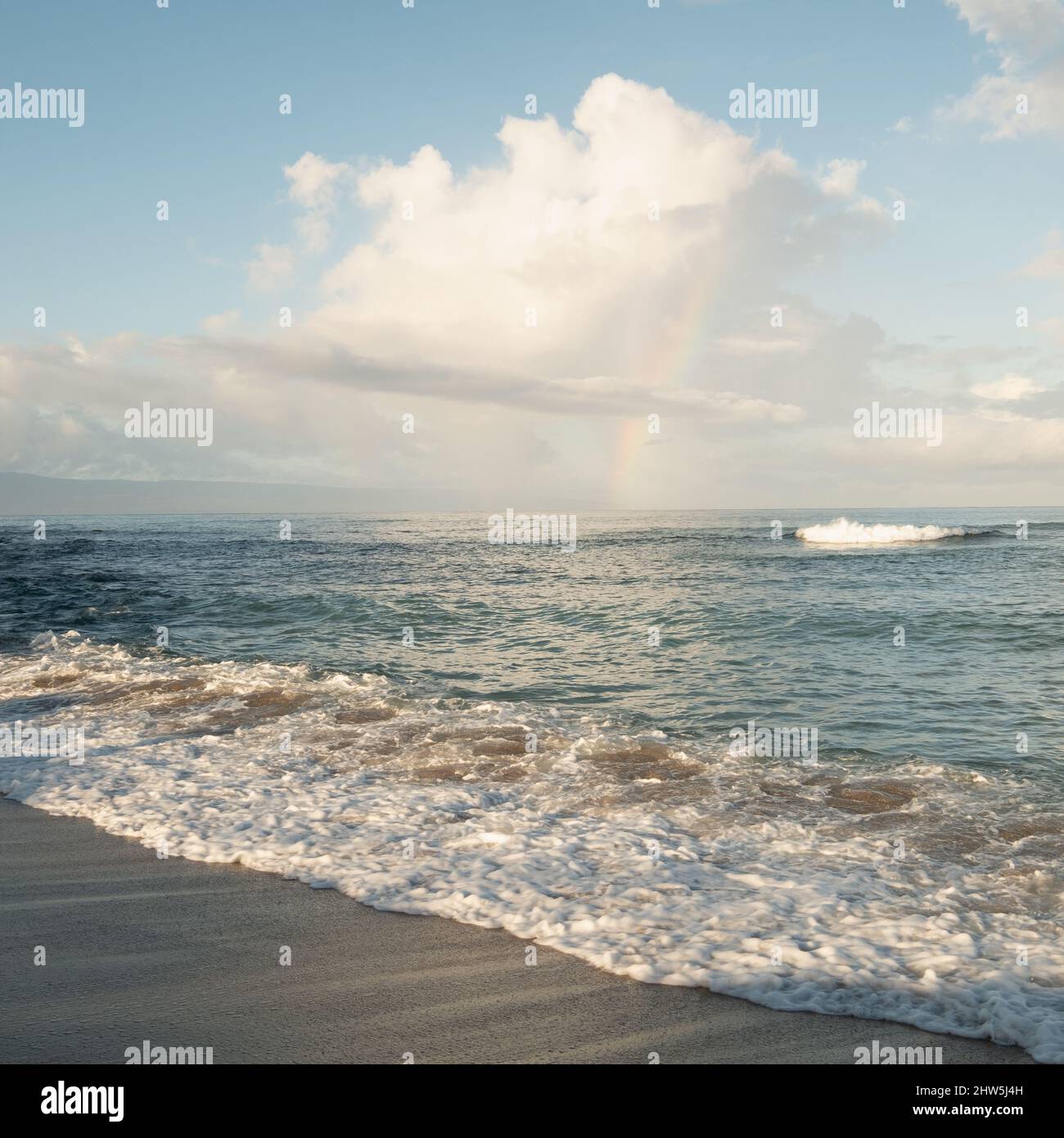 United States, Hawaii, West Maui, Rainbow at Lahaina Beach Stock Photo ...