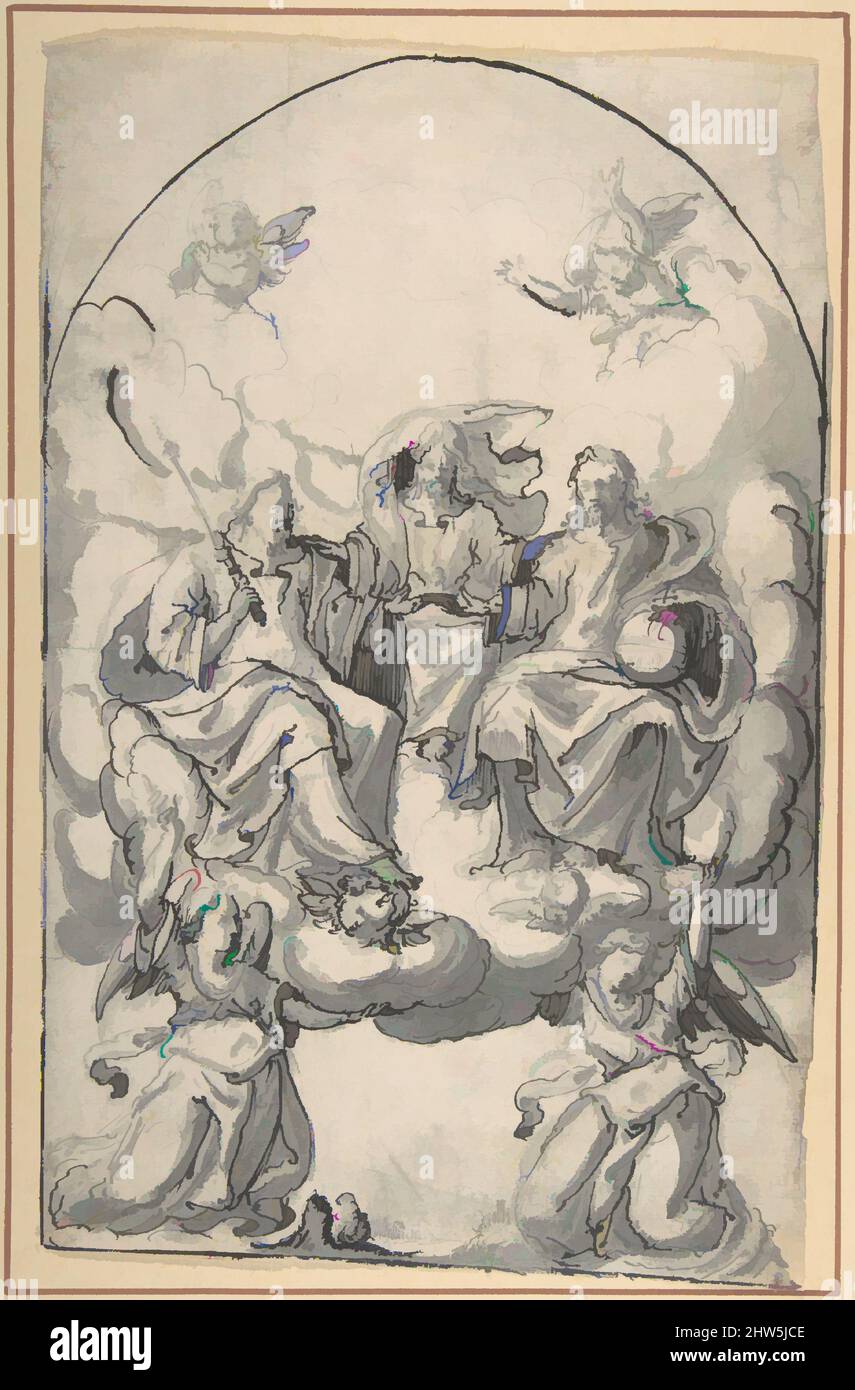 Art inspired by The Holy Trinity, late 16th century, Pen and black ink ...