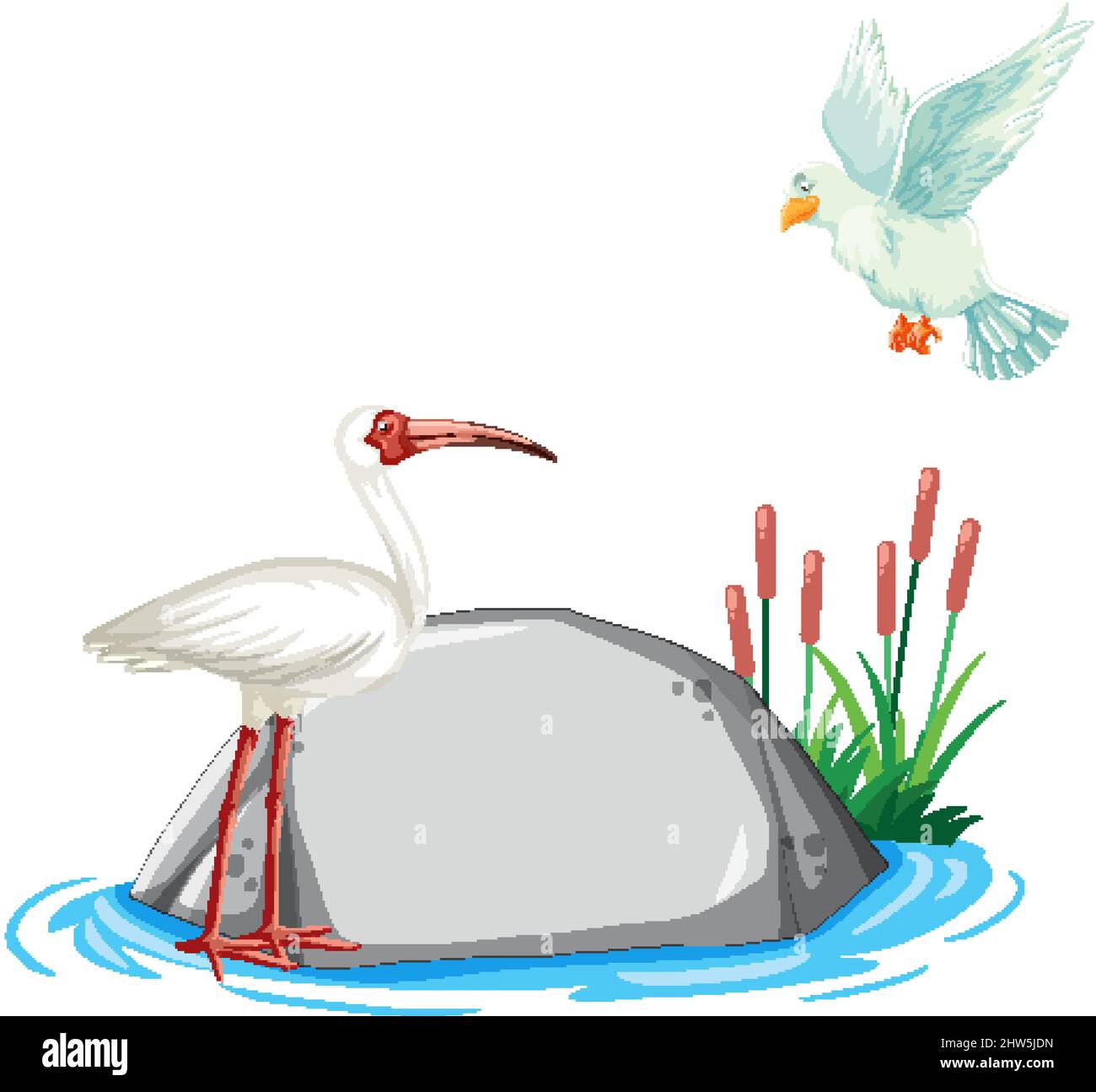 Two birds flying over rock illustration Stock Vector Image & Art - Alamy