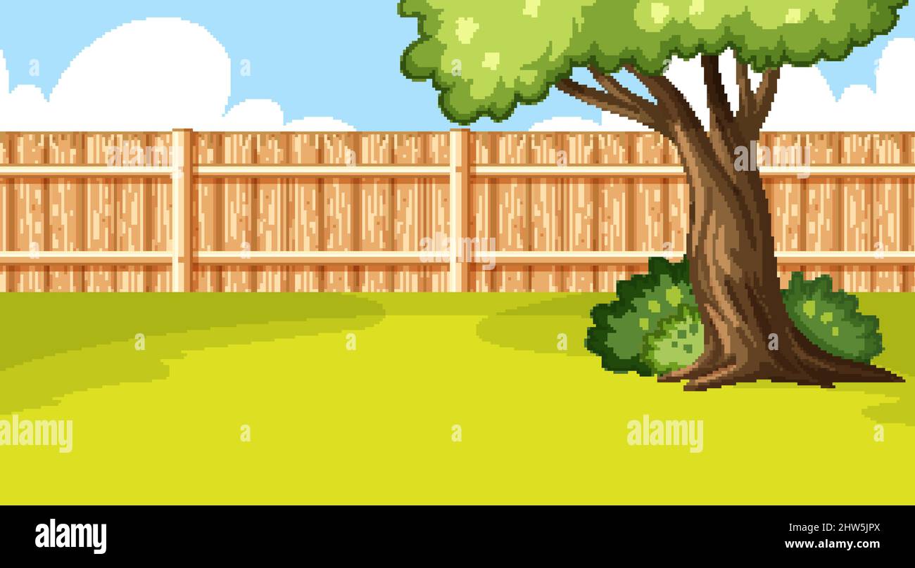 Scene of backyard with a fence illustration Stock Vector Image & Art ...