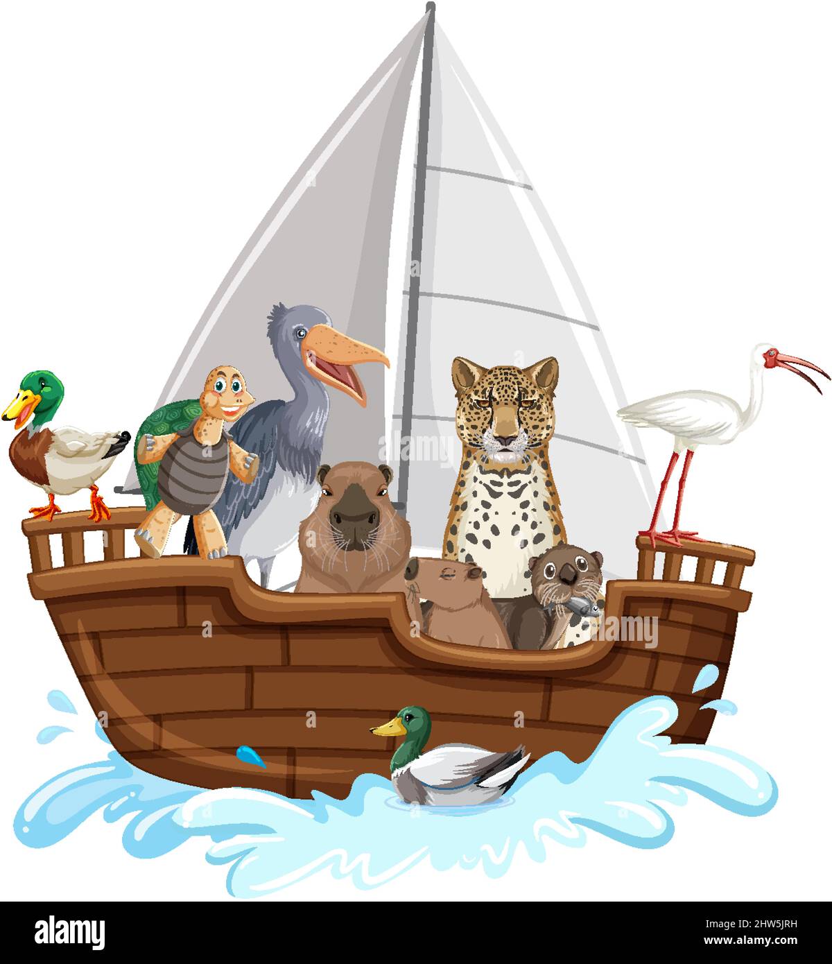 Many animals on the boat illustration Stock Vector Image & Art - Alamy