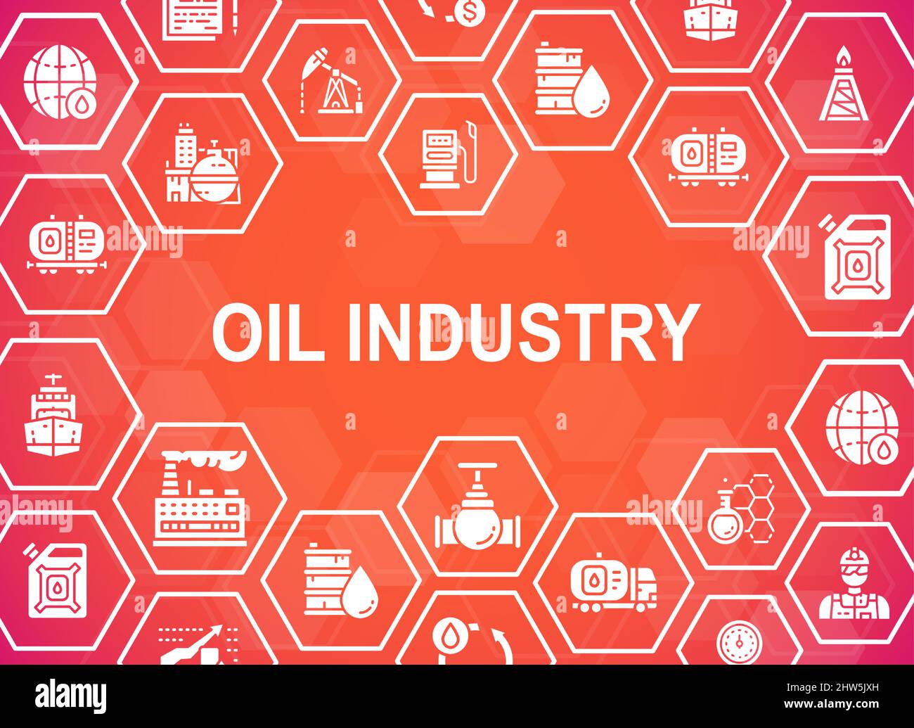 Oil industry icons banner. Fuel Truck, Engineer, Gasoline, Cargo Ship ...