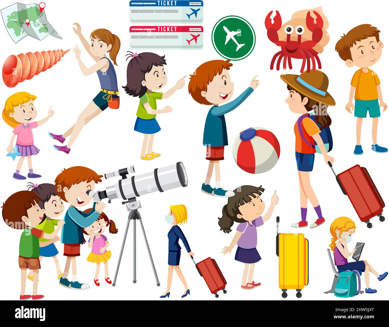 Set of people in different actions illustration Stock Vector Image ...