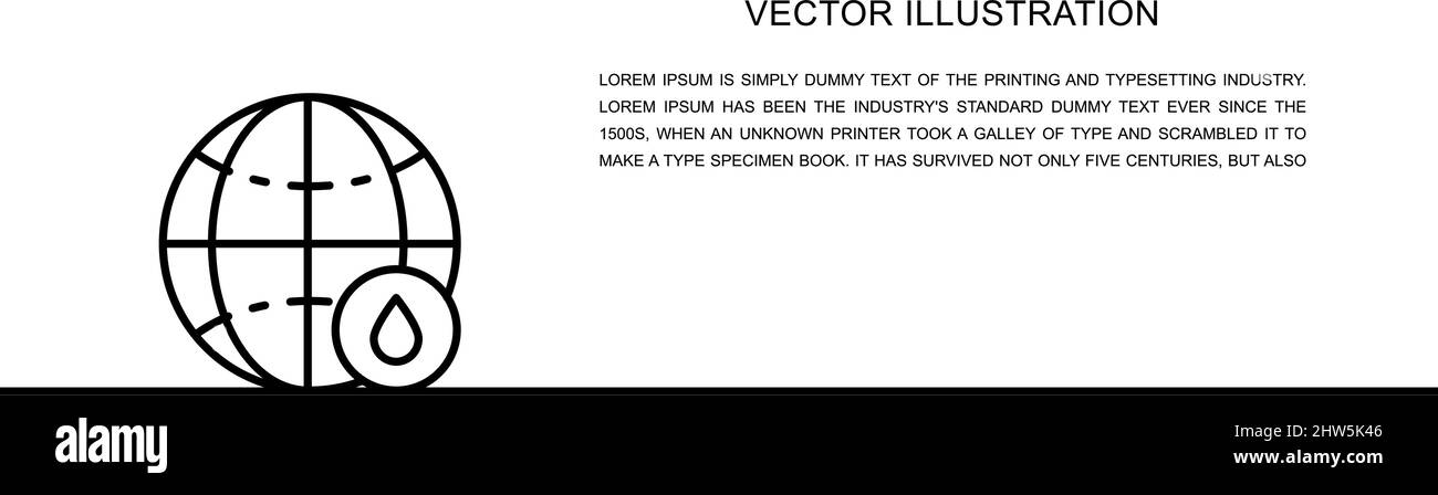 Vector world with drop one line icon. Continuous one line Stock Vector ...