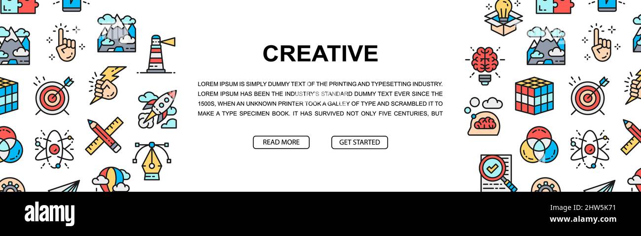 Creative horizontal colorful banner. Innovation, startup, artwork ...