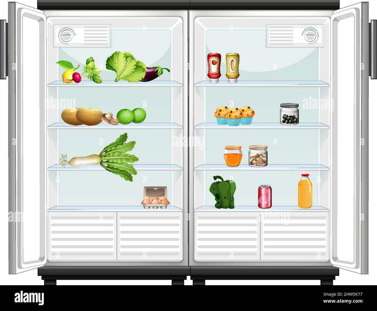 Vegetables and food in the fridge illustration Stock Vector Image & Art ...