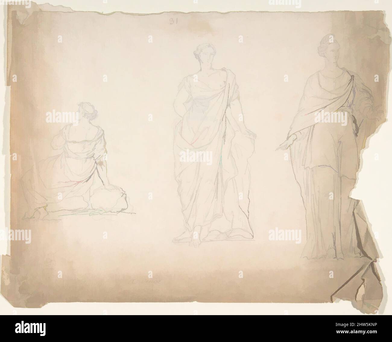 Art inspired by Studies of Female Statues, 18th century, Graphite, pen ...