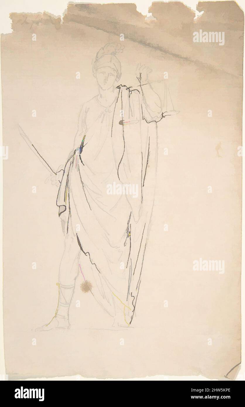 Art inspired by Drawing of Female Statue with Sword and Scale, 18th ...