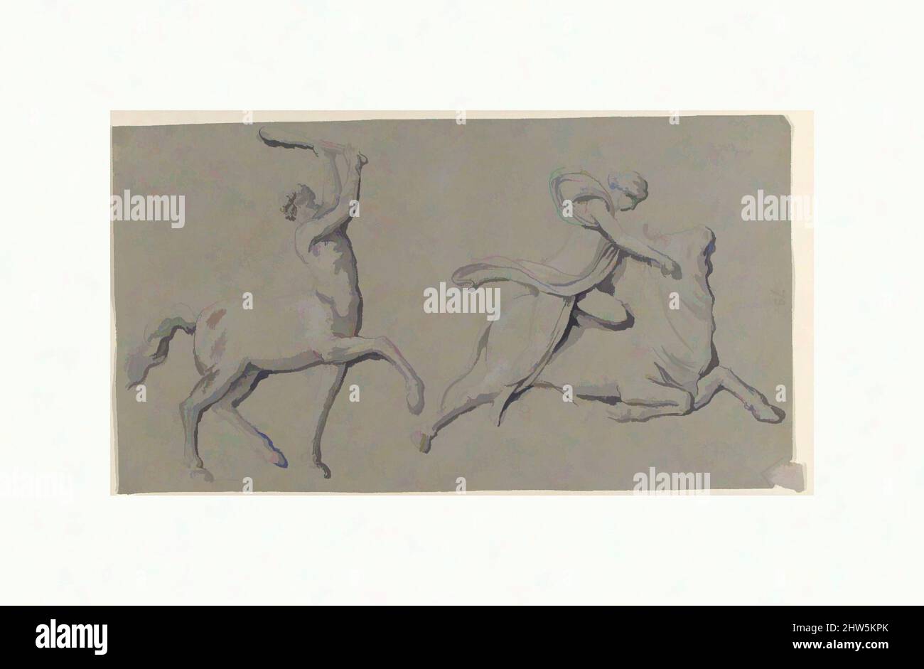Art inspired by Centaur with Club and Maiden on Bull, 18th century, Pen ...