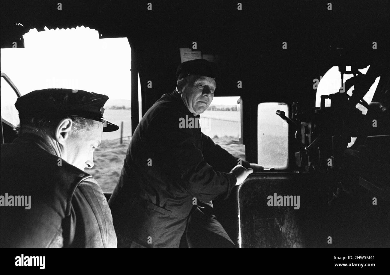 A view from the footplate of locomotive number 34021. A Bulleid Pacific ...