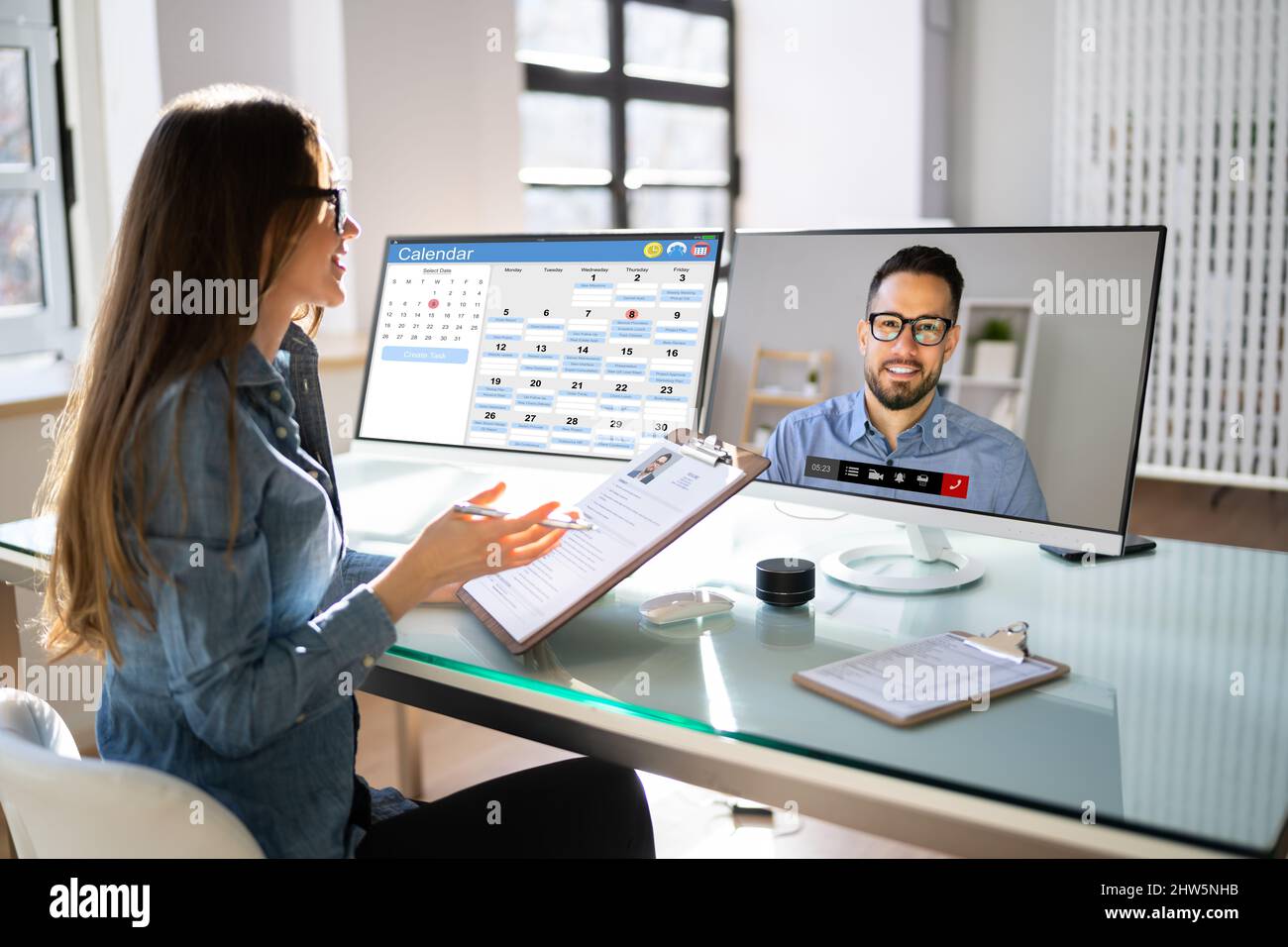 Online Video Conference Business Interview Call Or Webinar Stock Photo ...