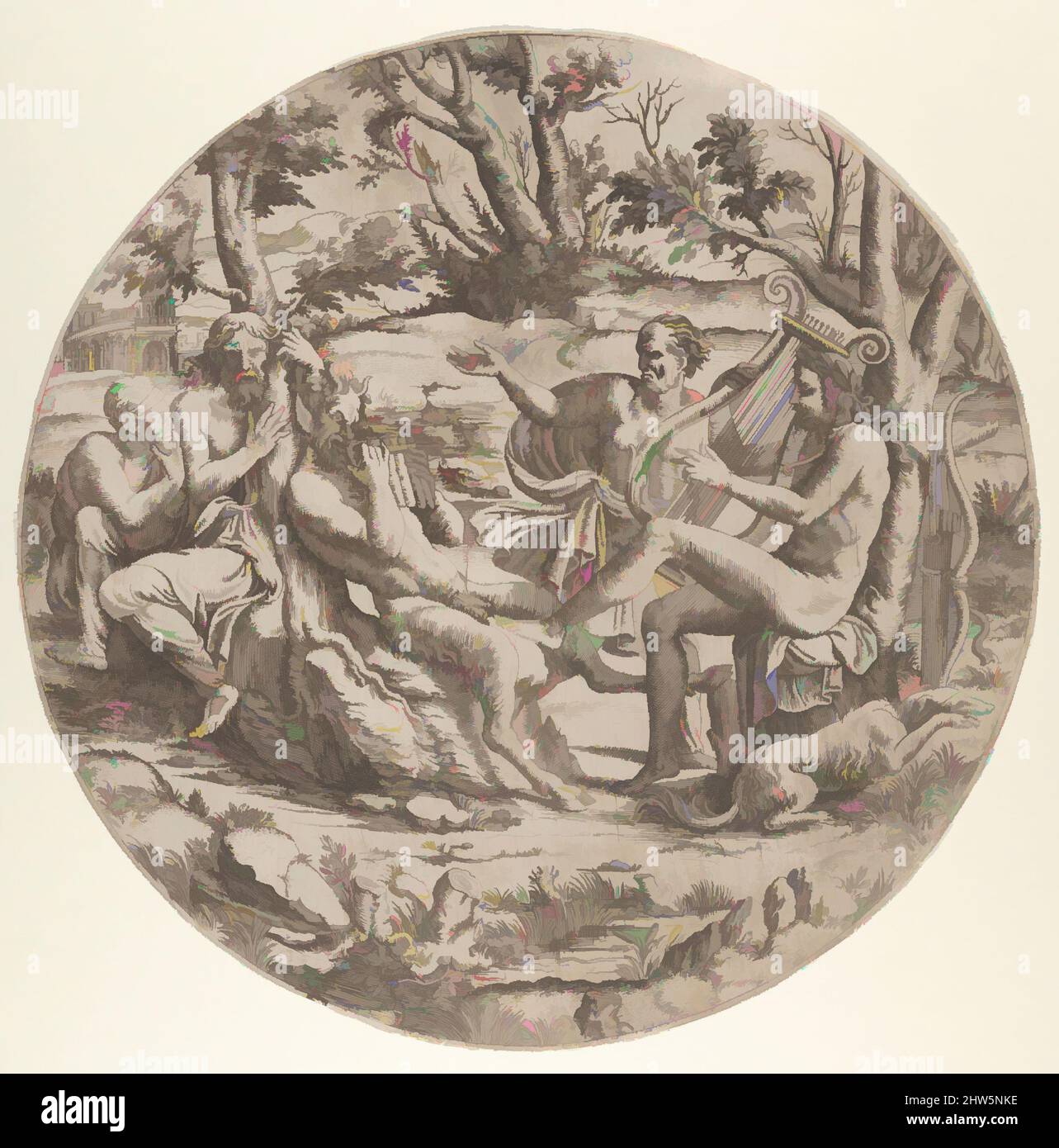 Art inspired by Contest between Apollo and Marsyas, ca. 1543, Etching ...