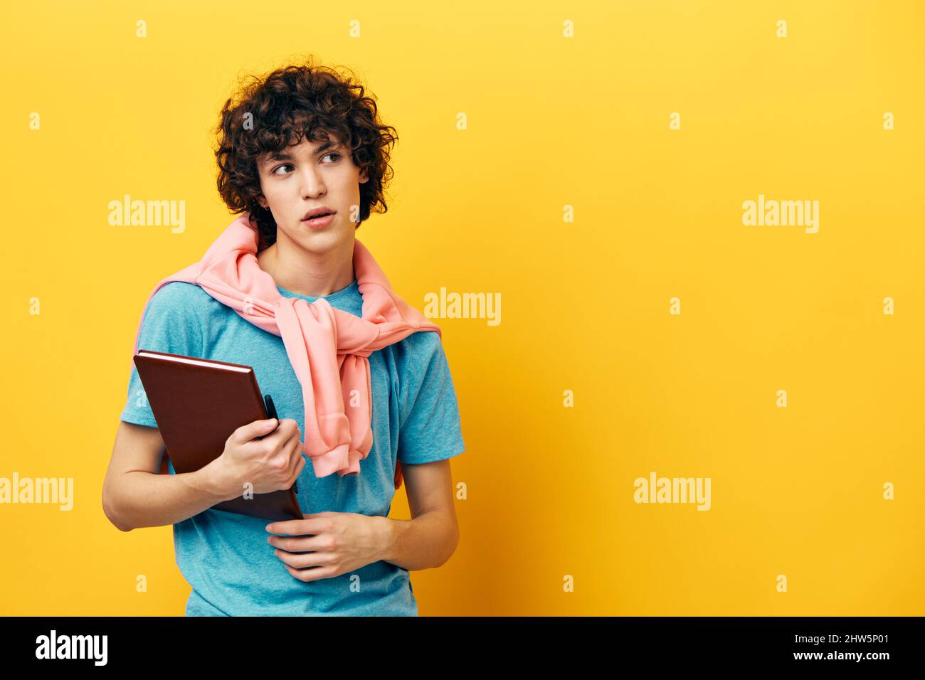 man education with notepad hand gesture isolated backgrounds Stock ...