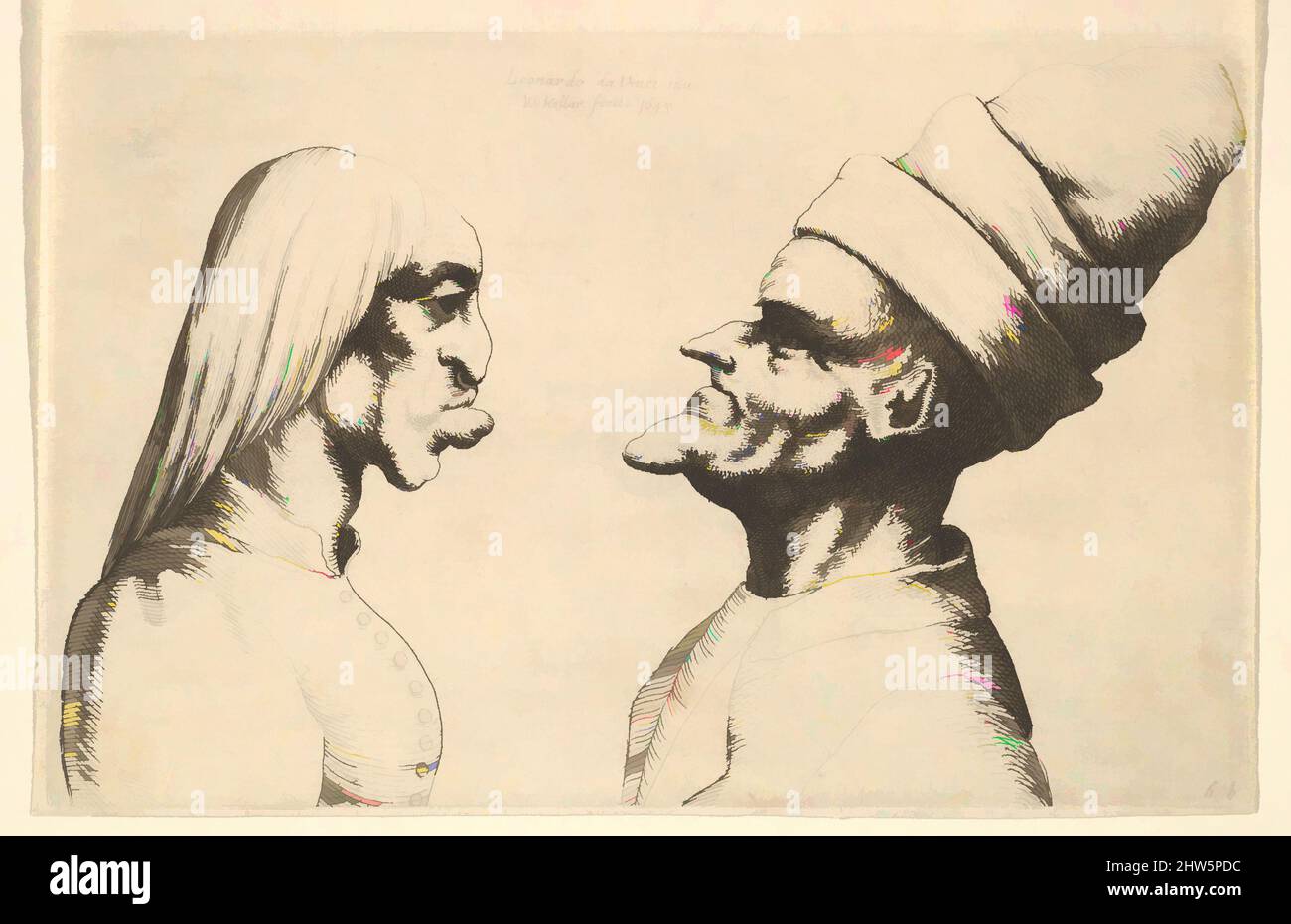 Art inspired by Two deformed heads facing each other, 1645, Etching ...