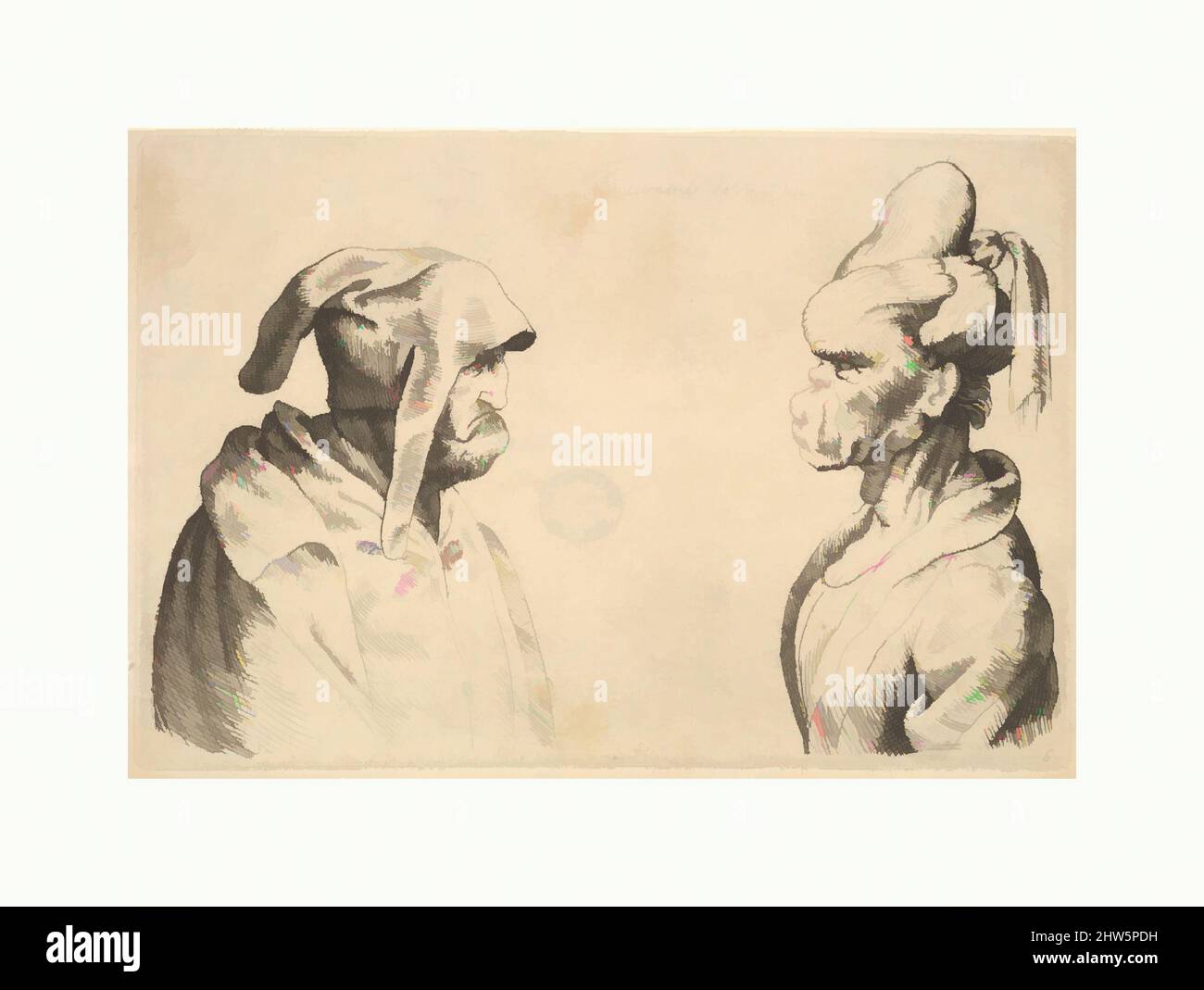 Art inspired by Two deformed heads facing each other, 1625–77, Etching ...