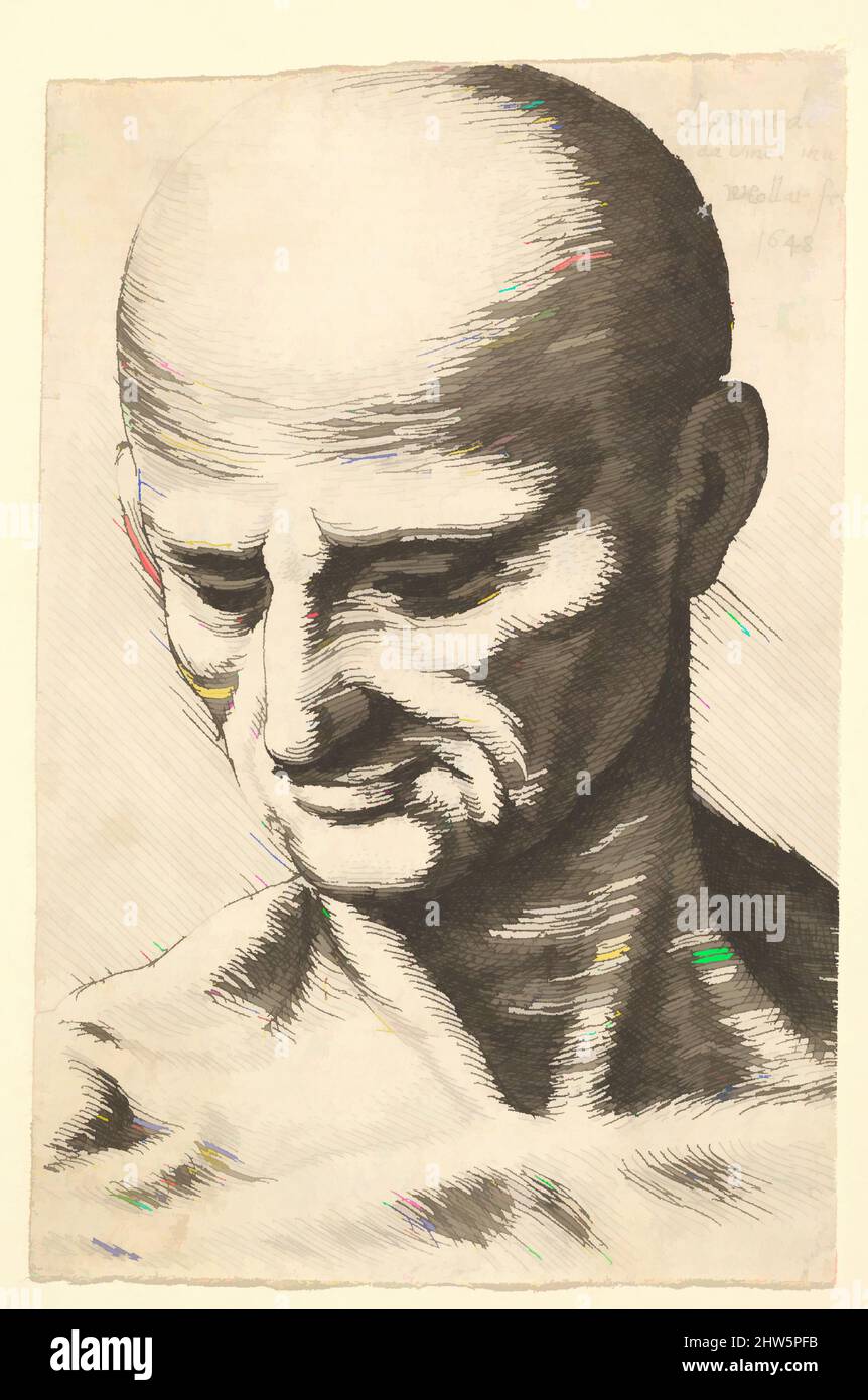 Art inspired by Head of a bald, sinewy man looking downwards, 1648 ...