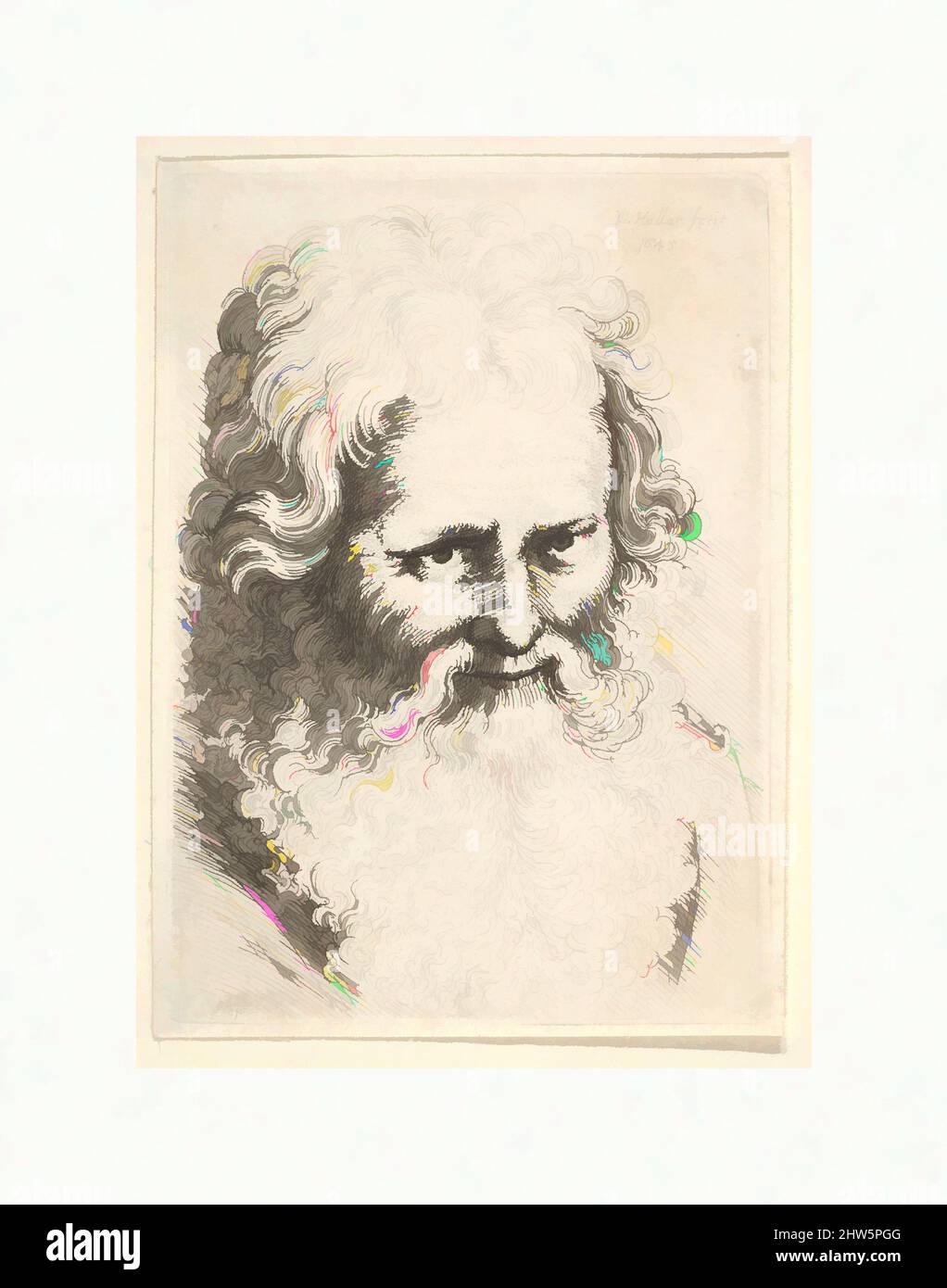 Art inspired by Head of an old man with a large beard, 1645, Etching ...