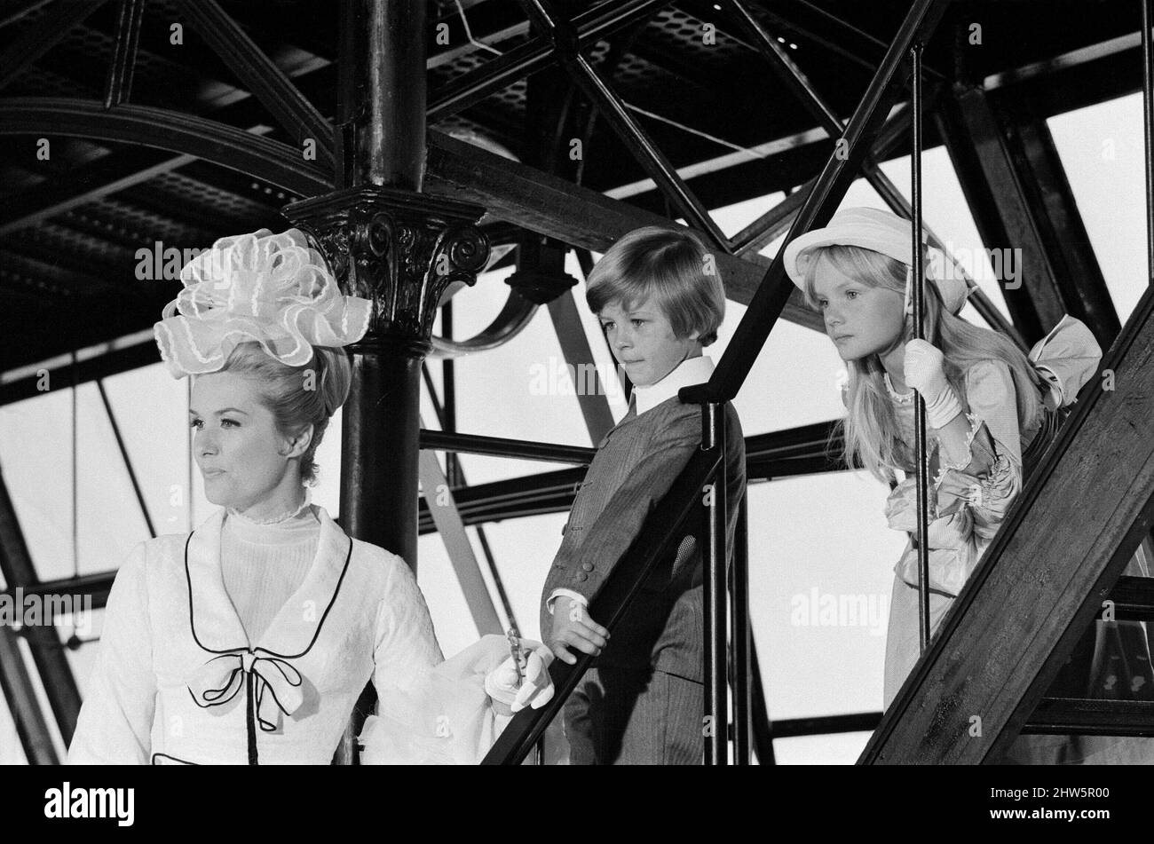 Sally Ann Howes with Adrian Hall and Heather Ripley filming a scene for ...
