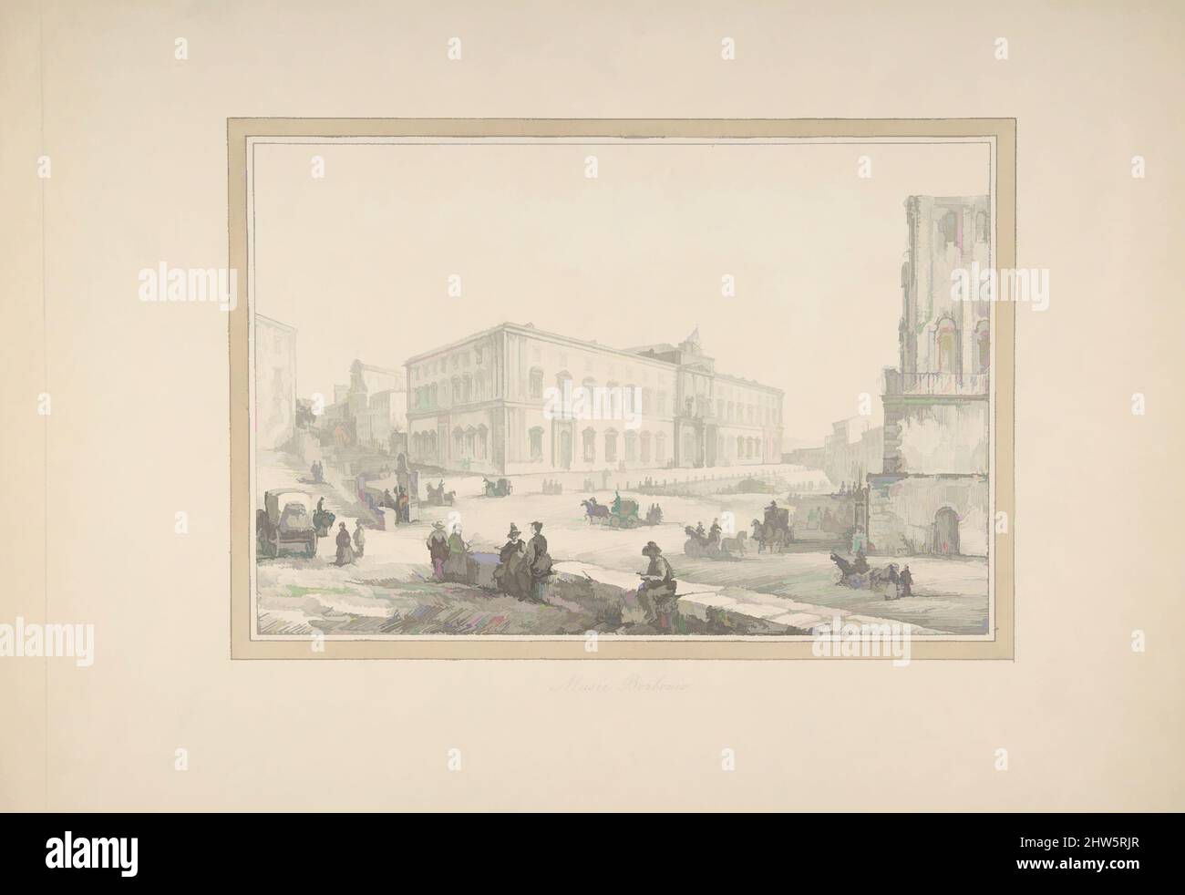 Art inspired by View of Naples: Musée Borbonio, 19th century, Pen and ...