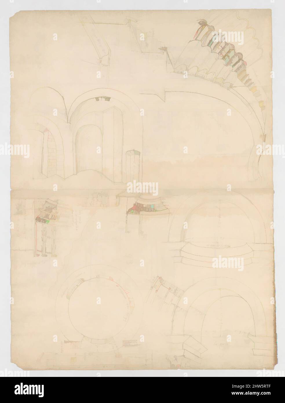 Art inspired by Pantheon, dome, section details; alcove, section and ...