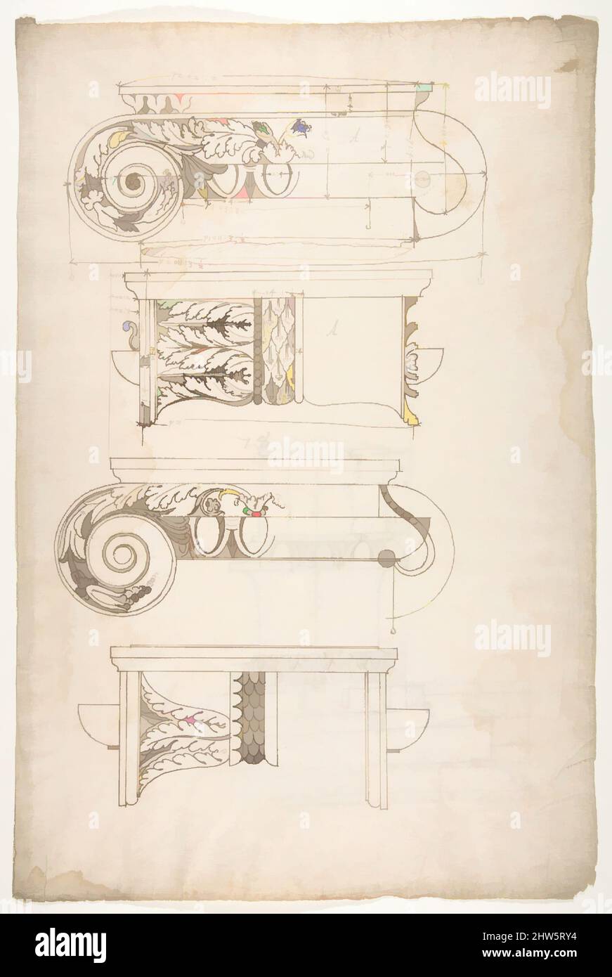 Art inspired by Unidentified, Ionic capitals, two front and side ...