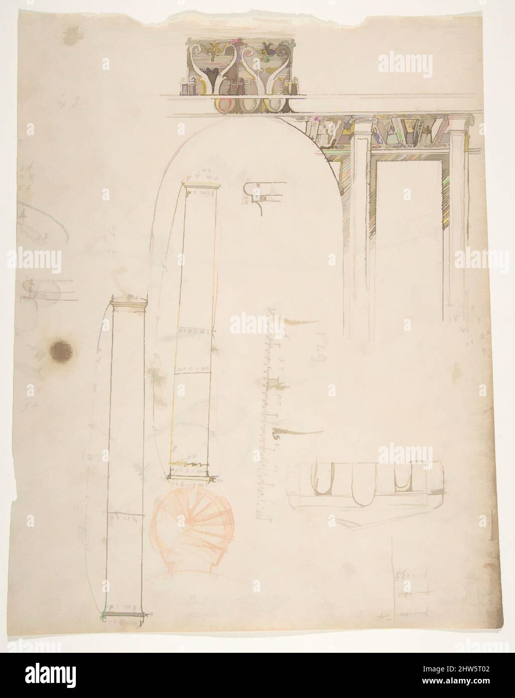 Art inspired by S. Costanza, drum, interior, elevation; column shafts ...