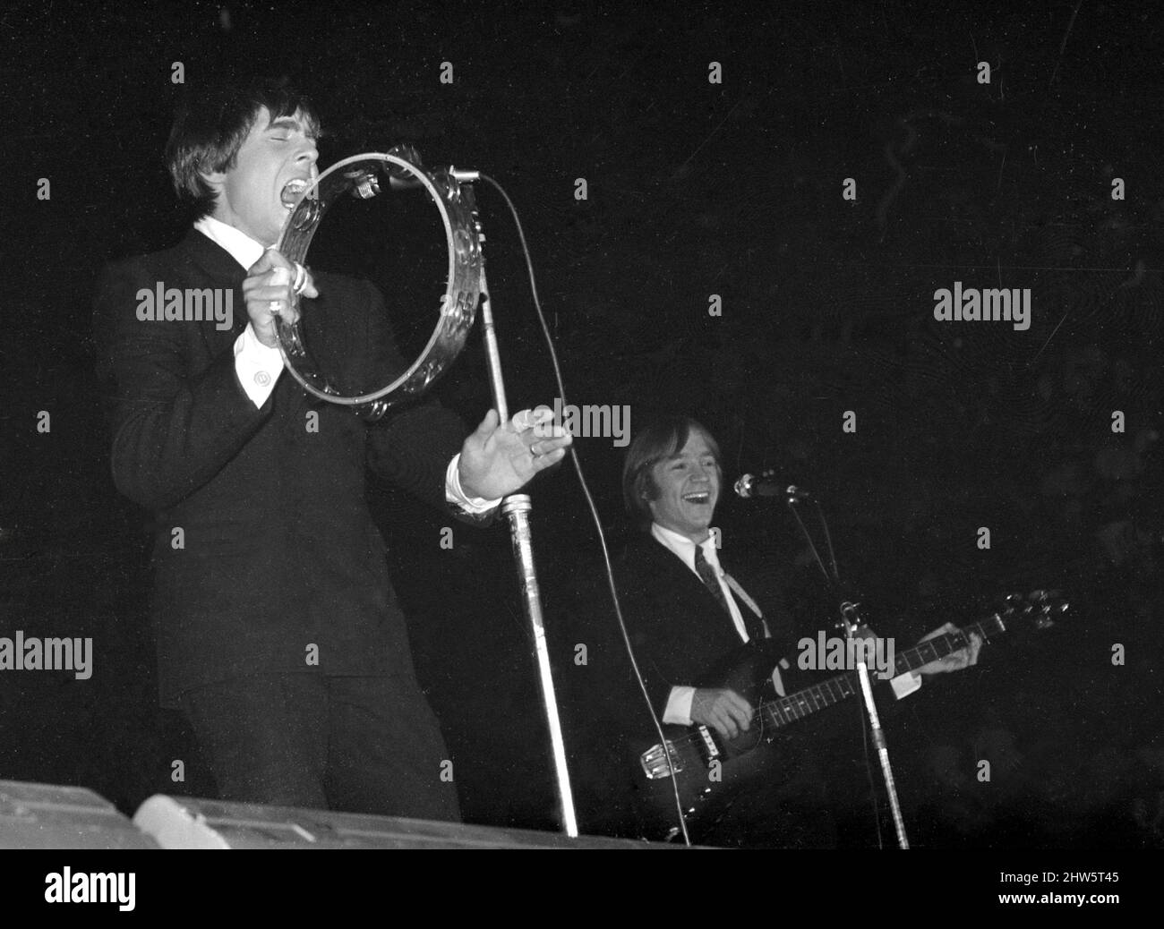 American pop group The Monkees performing on stage at a concert in ...
