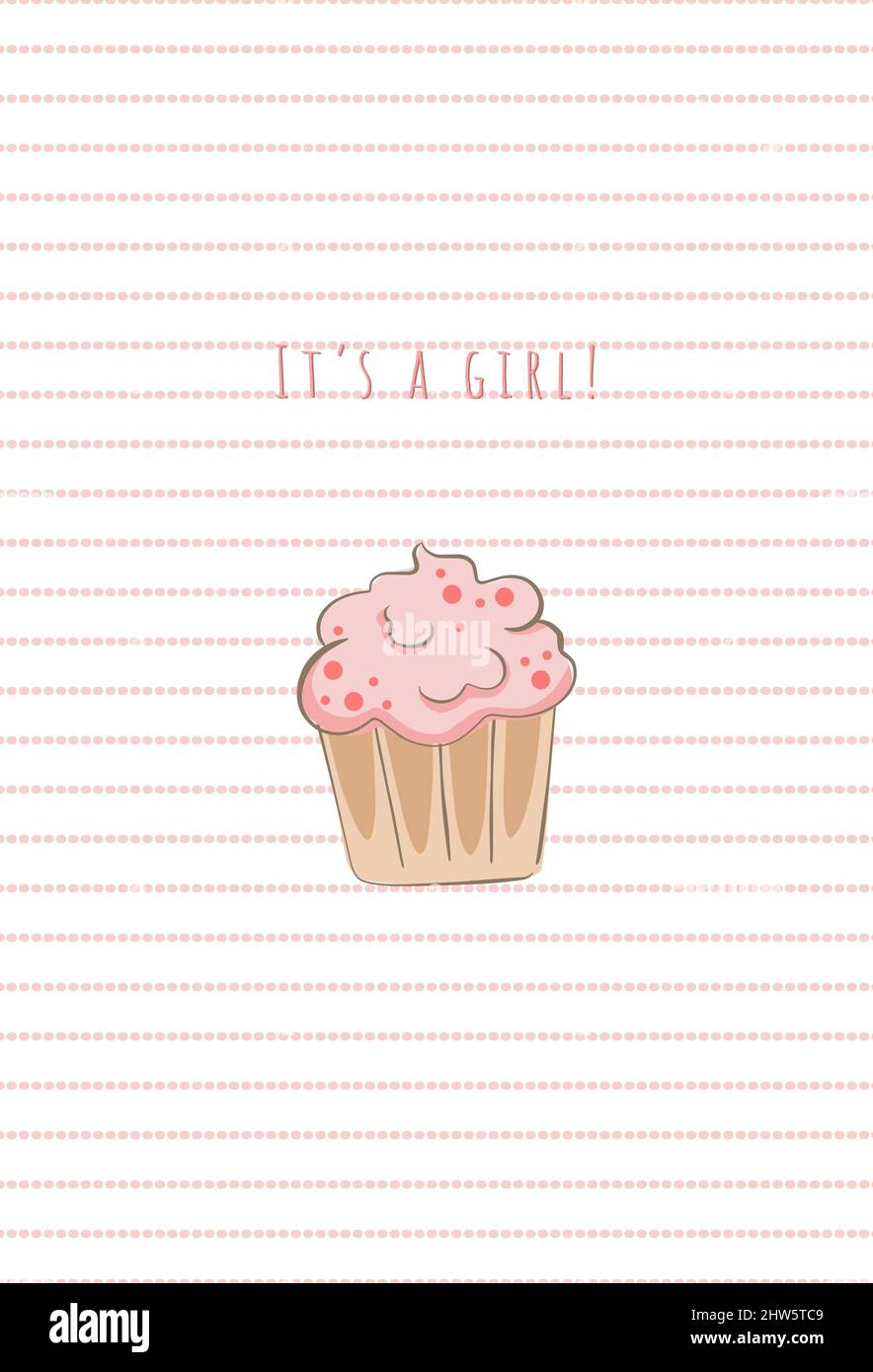 girl baby shower greeting card with pink muffin and text it's a girl ...
