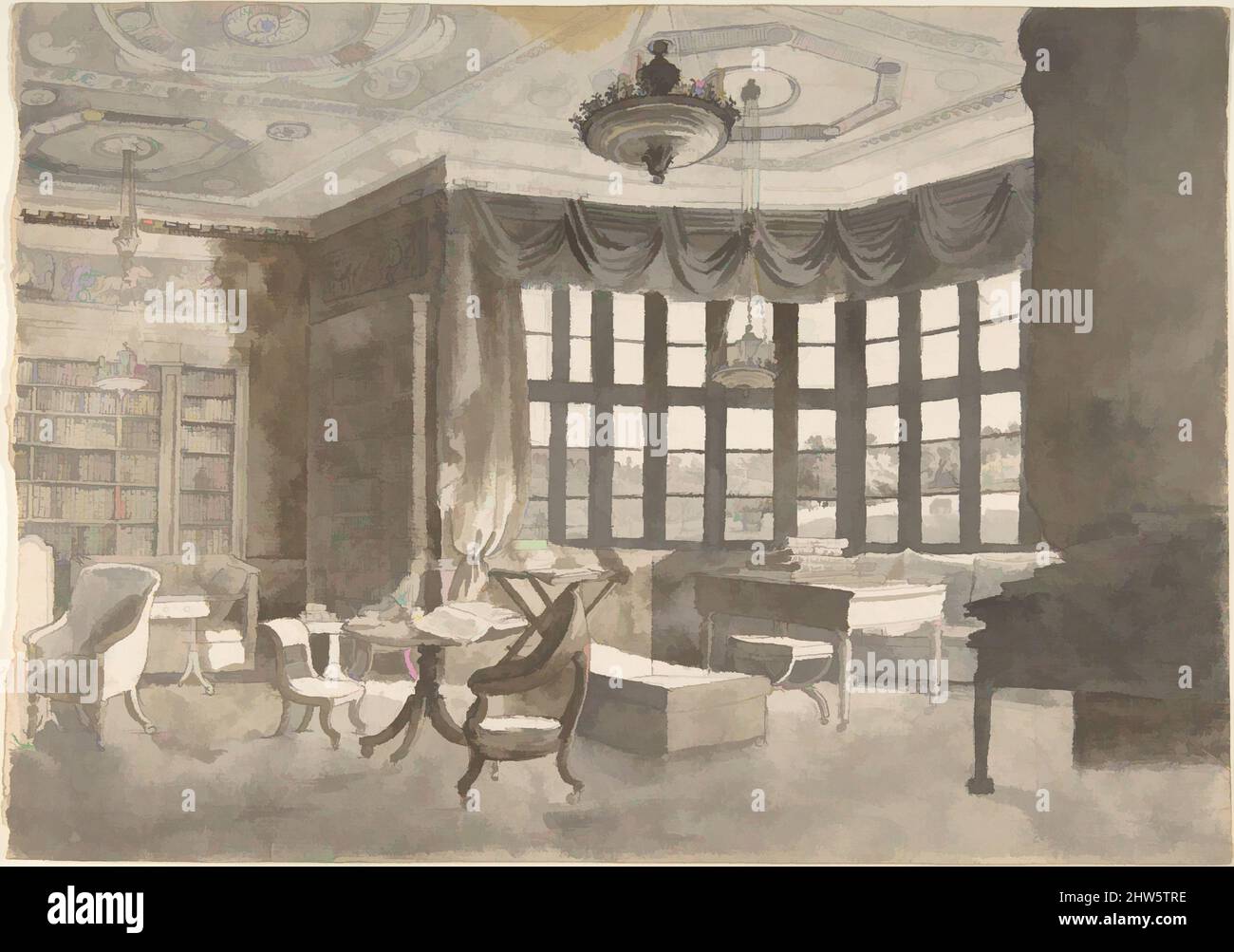 Art inspired by Interior of an English Country House Library, ca. 1900 ...