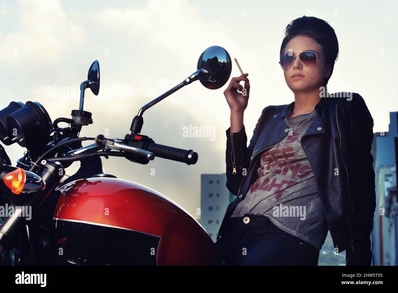 Biker smoking hi-res stock photography and images - Alamy