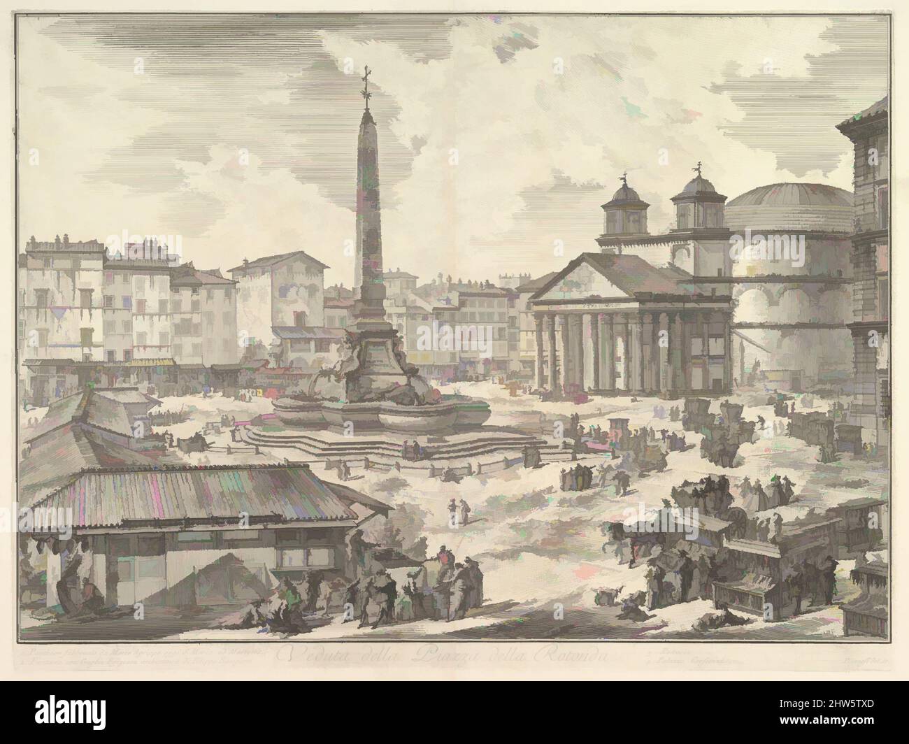 Art inspired by The Piazza della Rotonda, with the Pantheon and Obelisk ...